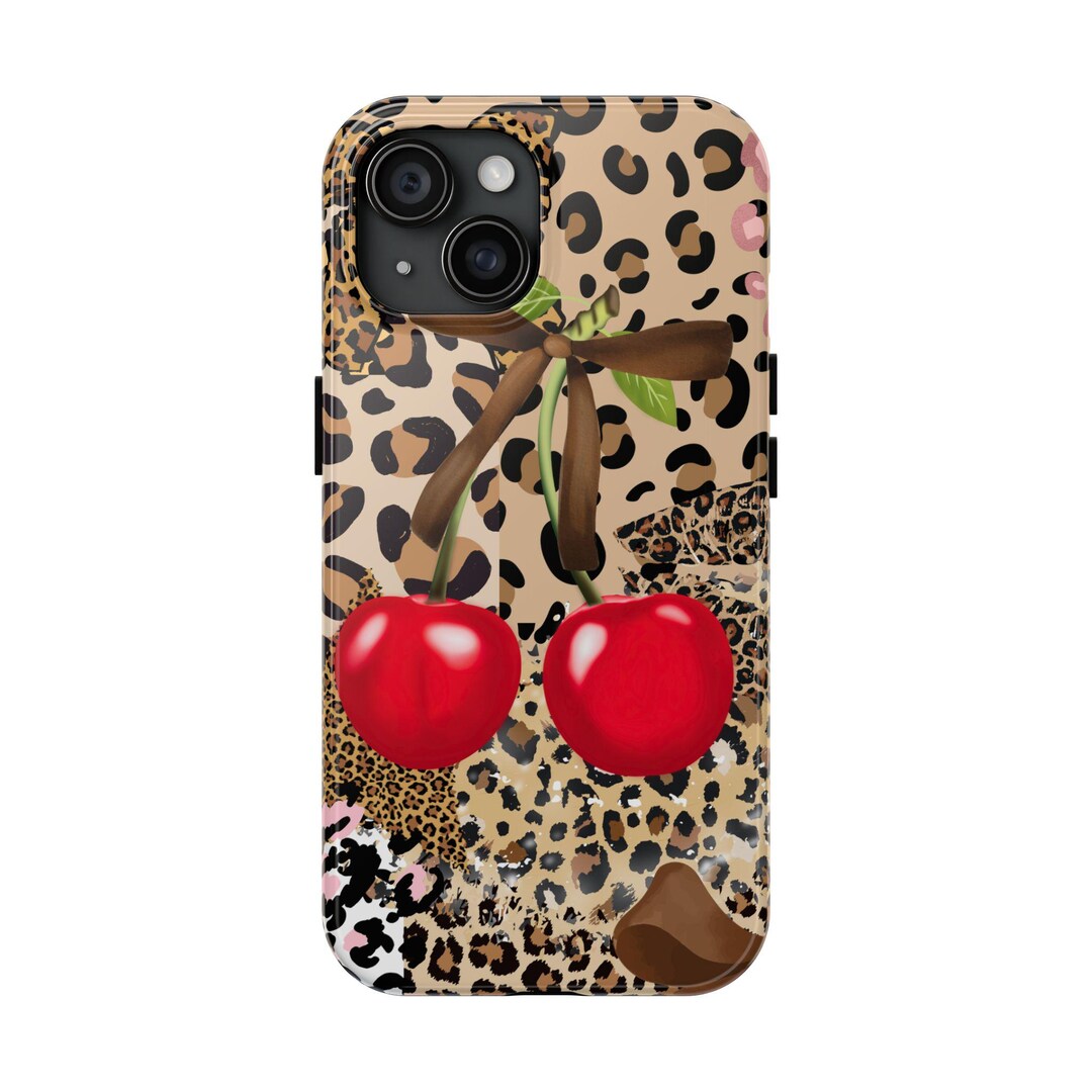 Chic Tough Phone Cases - Stylish Protection With Cherry Motif, Leopard ...