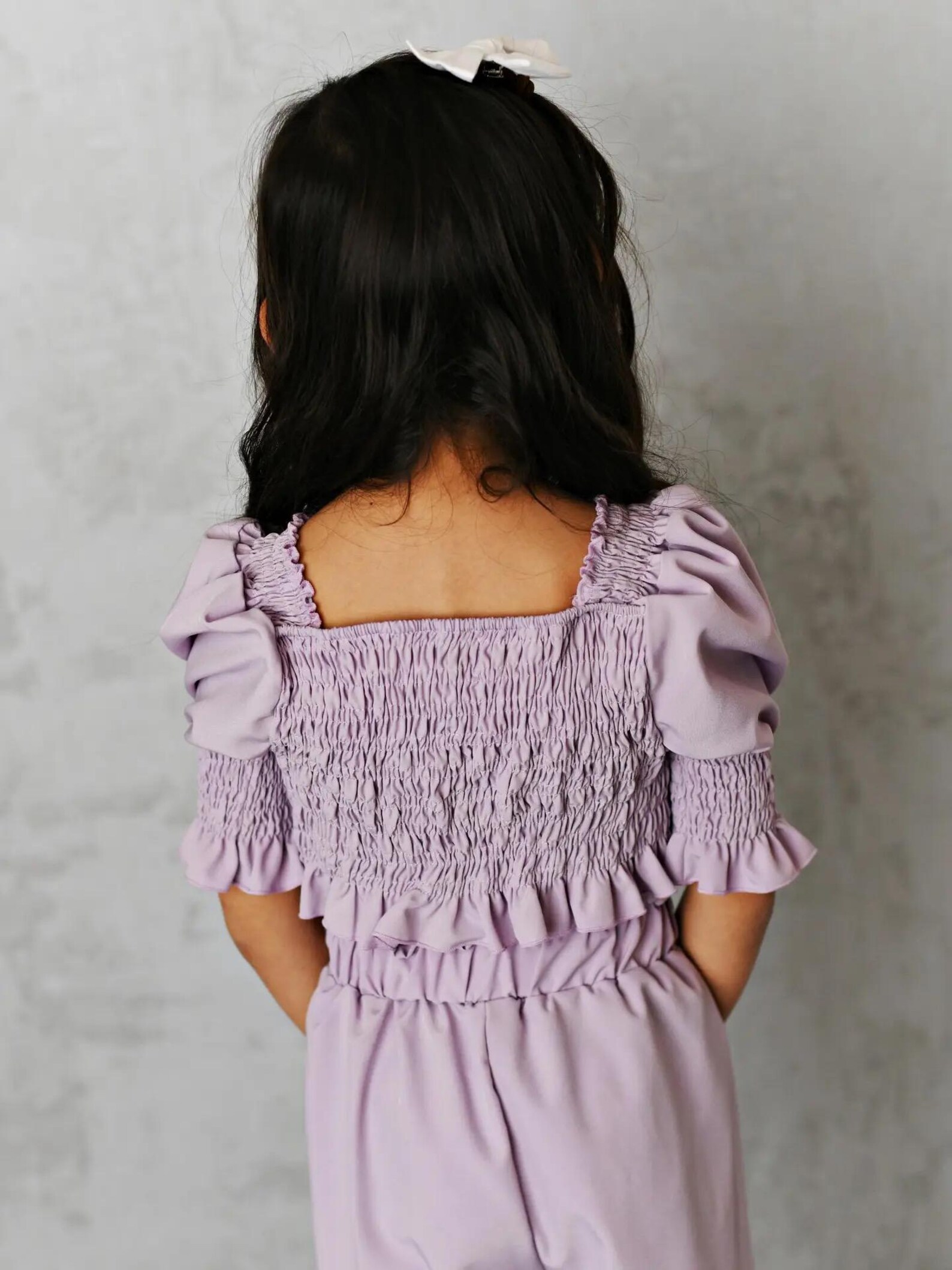 Girls Lilac Crop Top and Shorts Set | Smocked Puff Sleeve Outfit - Etsy