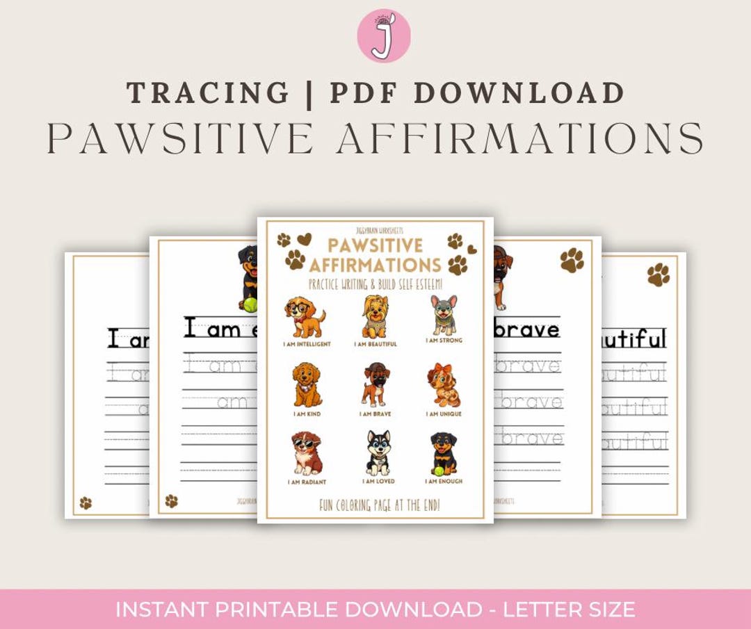 Pawsitive Affirmation Tracing Sheets - Etsy