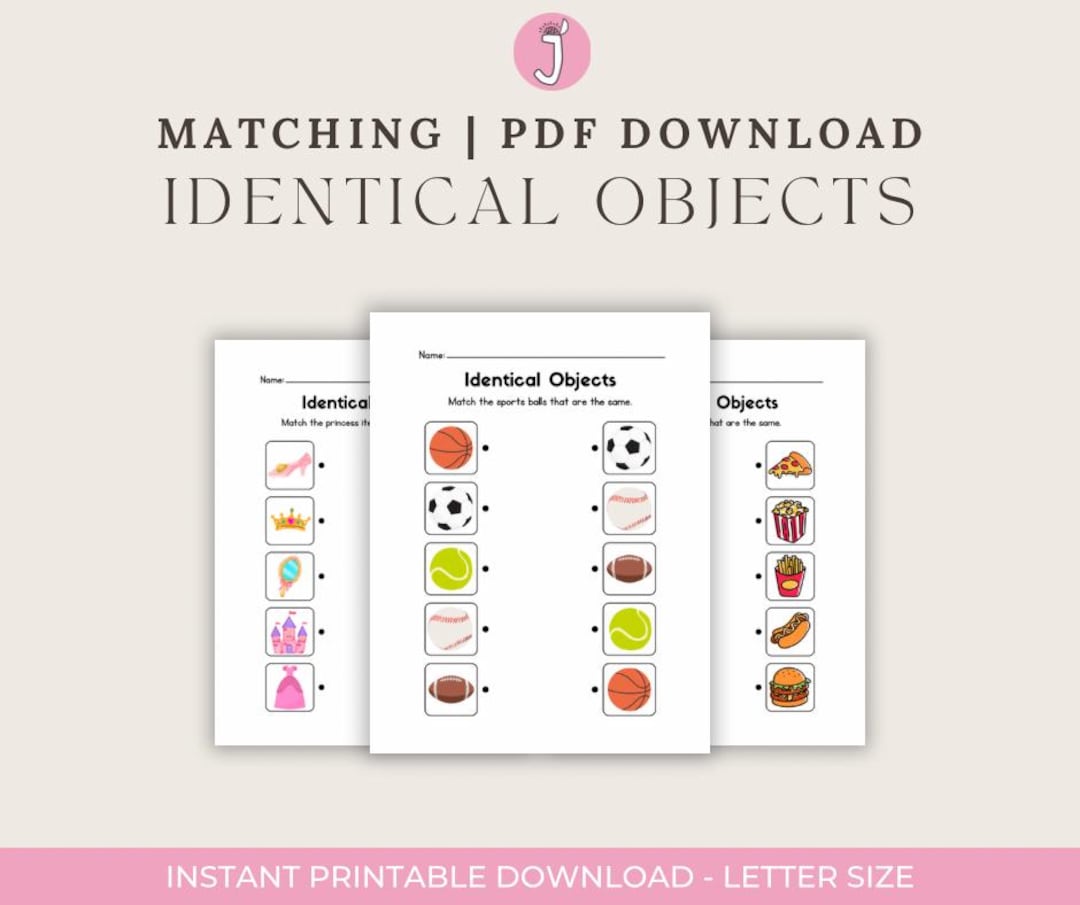 Identical Objects Matching Worksheet - Etsy