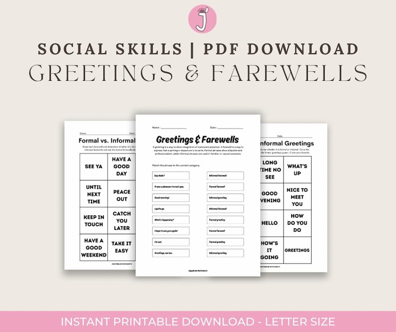 Formal Vs. Informal Greetings & Farewells Worksheets - Etsy