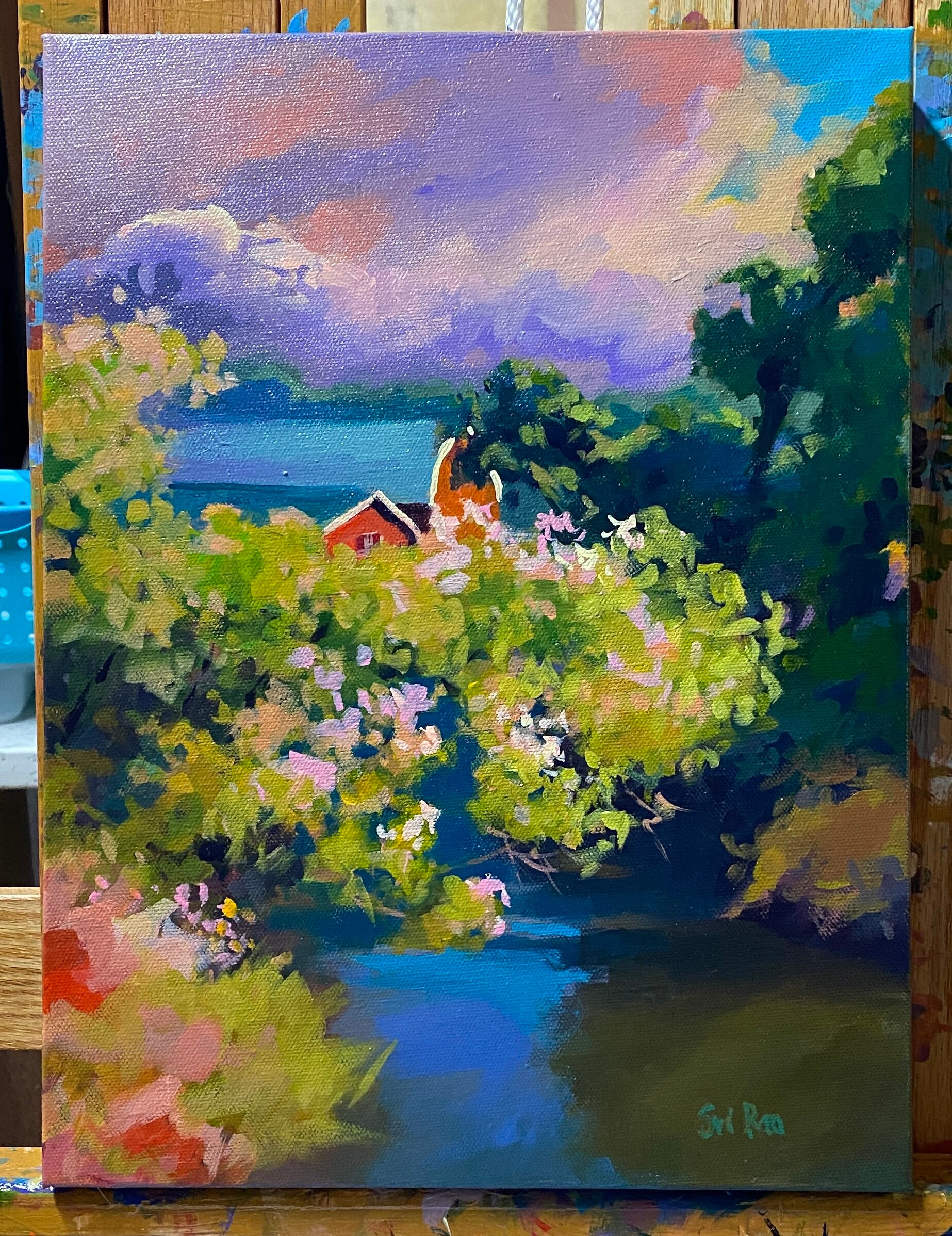 Original Acrylic Landscape Painting, Clouds Fields, Iowa Landscape ...