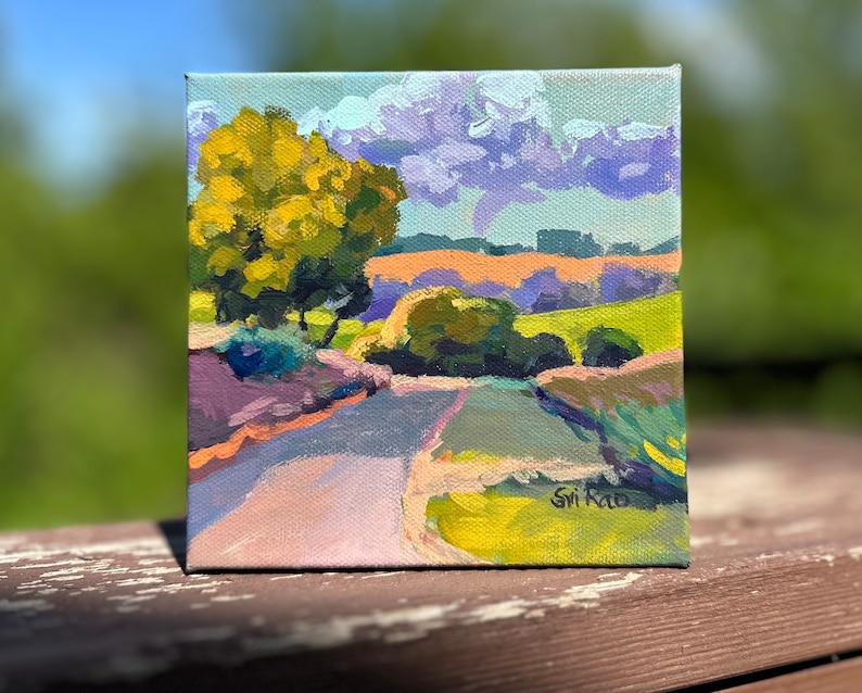 179 Acrylic Landscape Painting, Abstract, Canvas, Impressionistic Blue ...