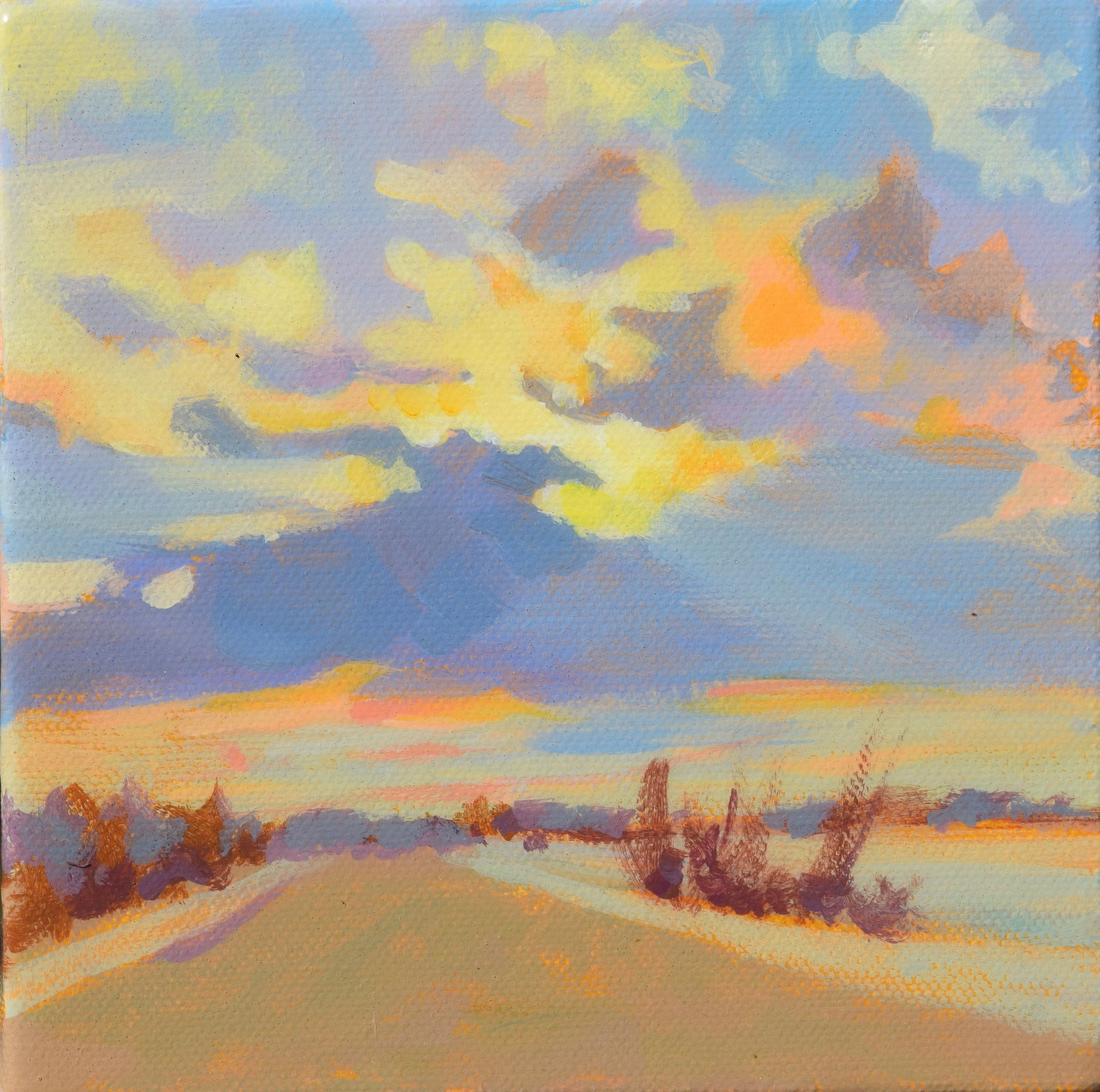 92 Acrylic Landscape Painting, Abstract, Canvas, Impressionistic Blue ...