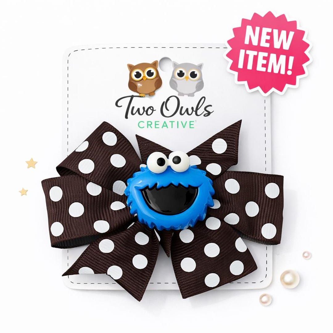 Cookie Monster Hair Bow – Handmade Polka Dot Hair Clip - Etsy