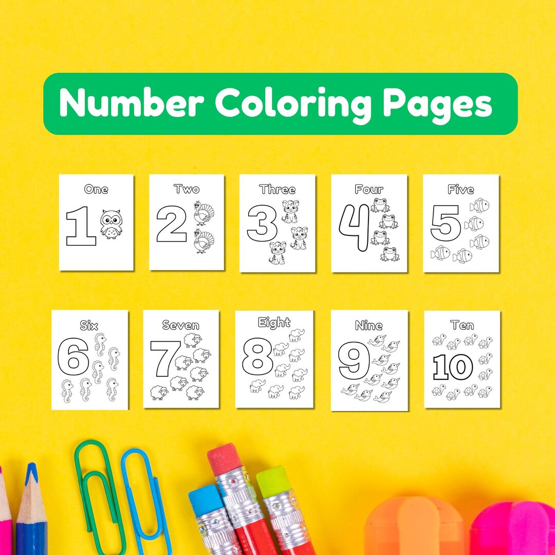 Number Coloring Pages | 10 Printable Activity Sheets | Numbers 1-10 ...