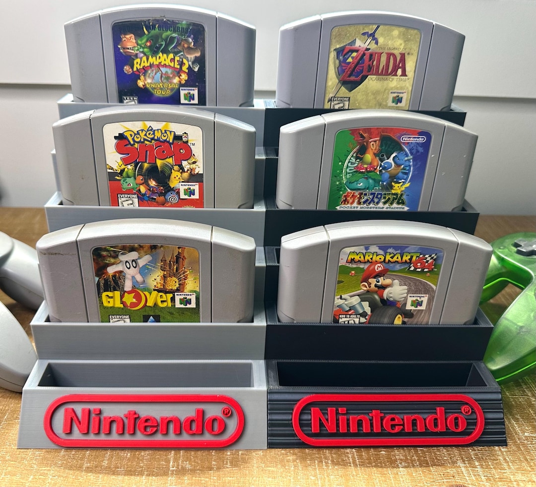 Nintendo 64 Game Cartridge Holder | 6-tier N64 Display Stand | Retro ...