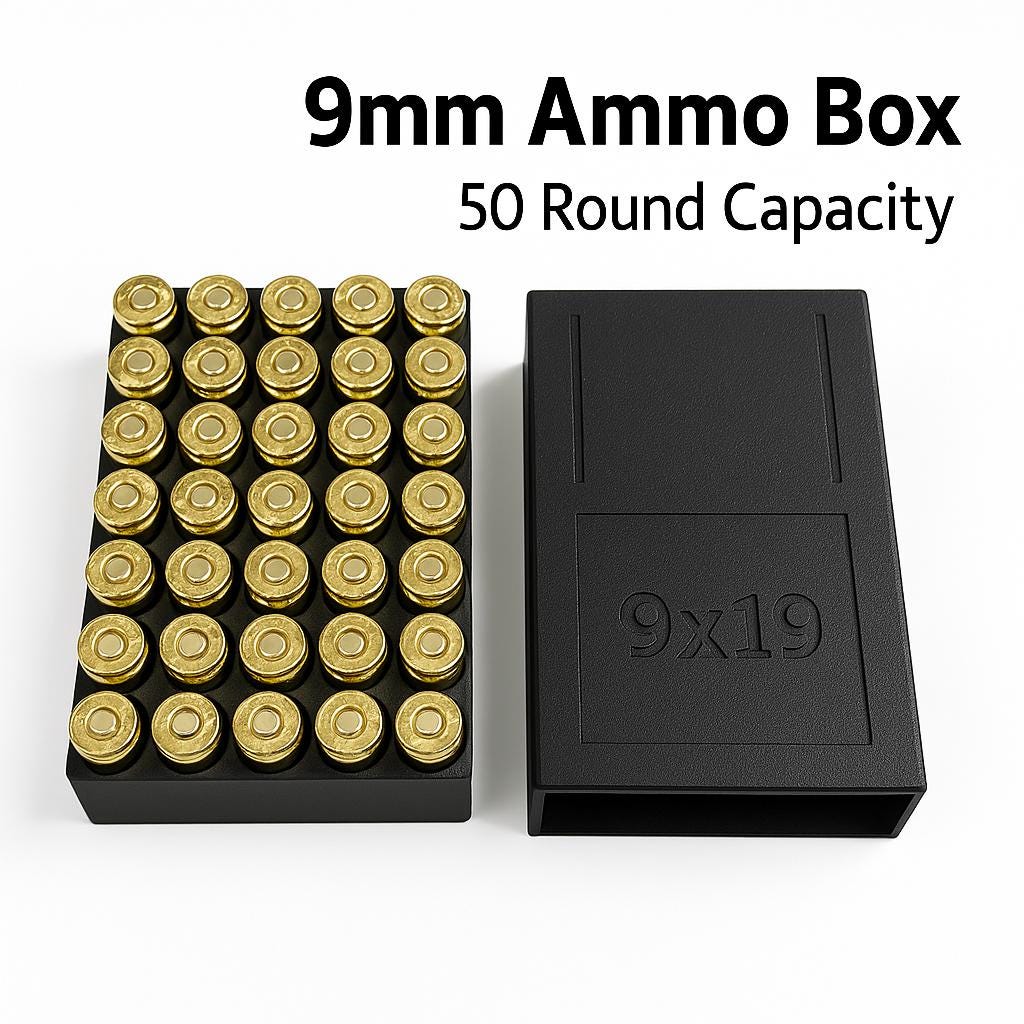 9mm Ammo Box – 3D Printed Ammunition Storage for 50 Rounds | Compact ...