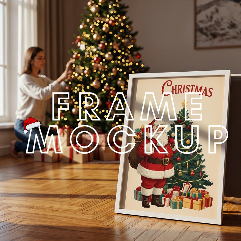 Christmas Tree Poster Mockup | Holiday Wall Art Display | PSD & JPG ...