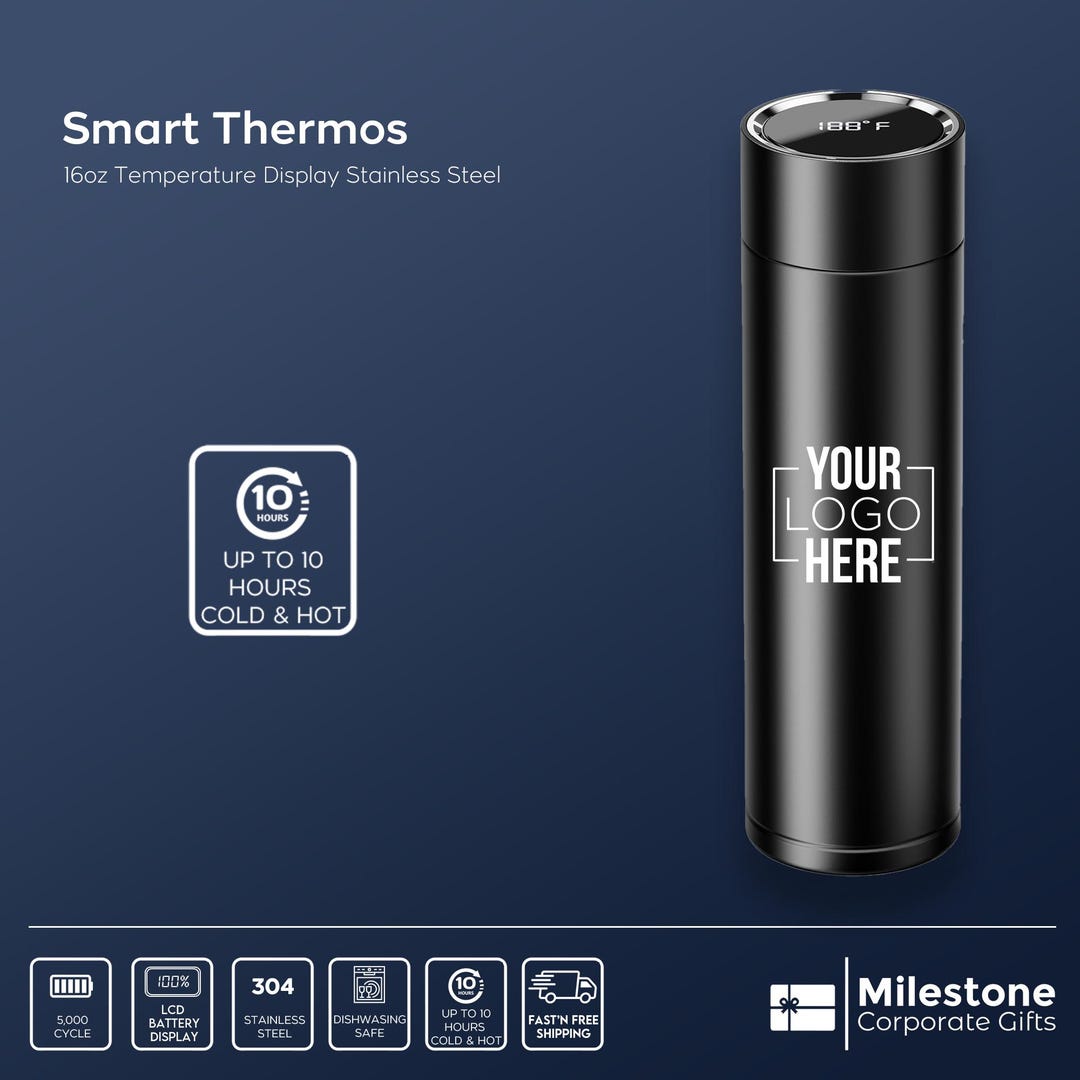 Personalized Smart Temperature Display Thermos, Custom Corporate Gift ...