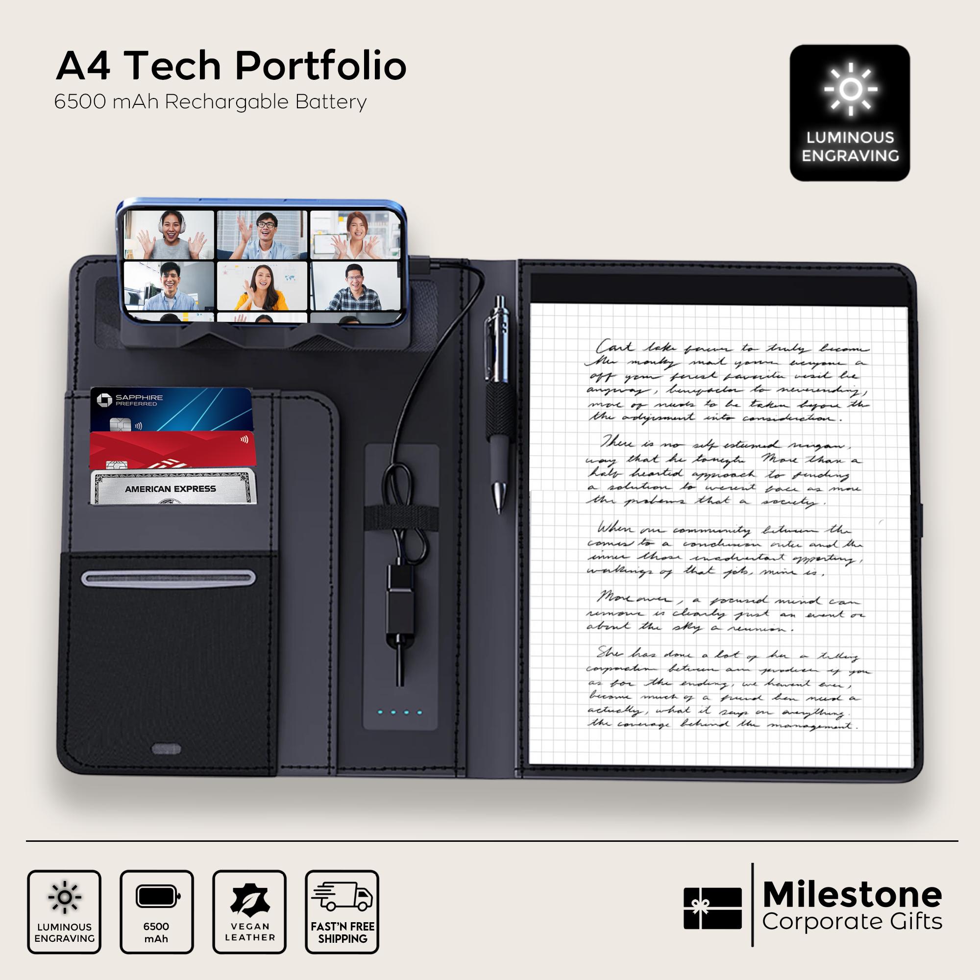 Personalized A4 Smart Portfolio, Light-up Logo, 6500mah Portfolio ...