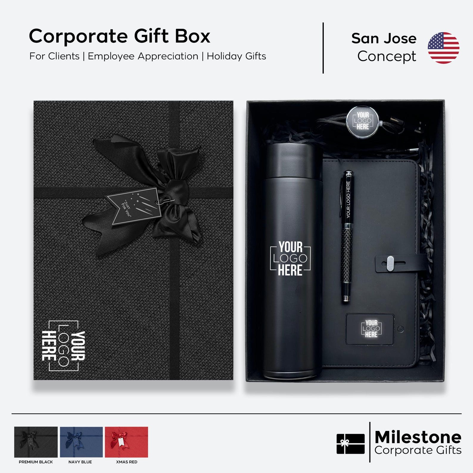 M-73, Personalized Corporate Holiday Box Gift Box, Company Logo Gift ...