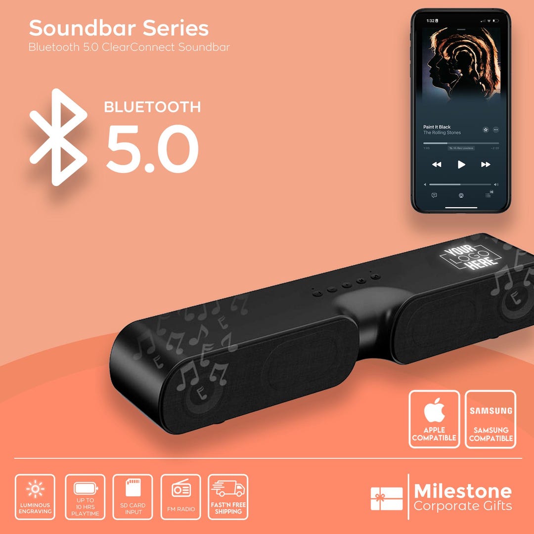 Customized Bluetooth Soundbar With Light-up Logo, Wireless Speaker ...
