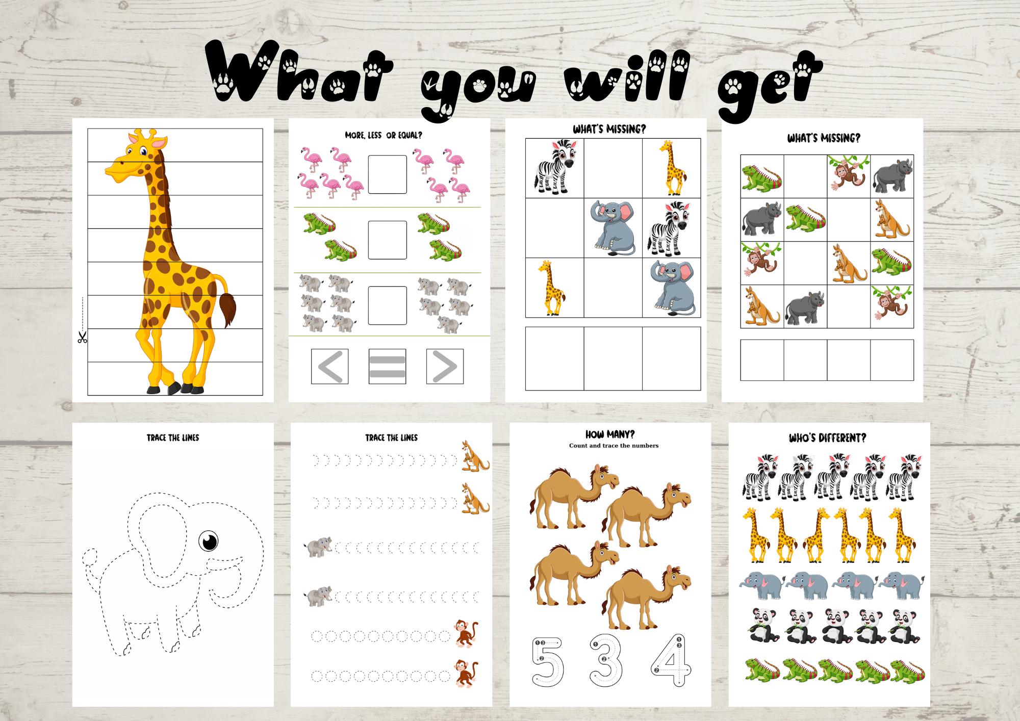 Toddler Busy Book Printable | Zoo Animals Learning Binder PDF | 34 Fun ...