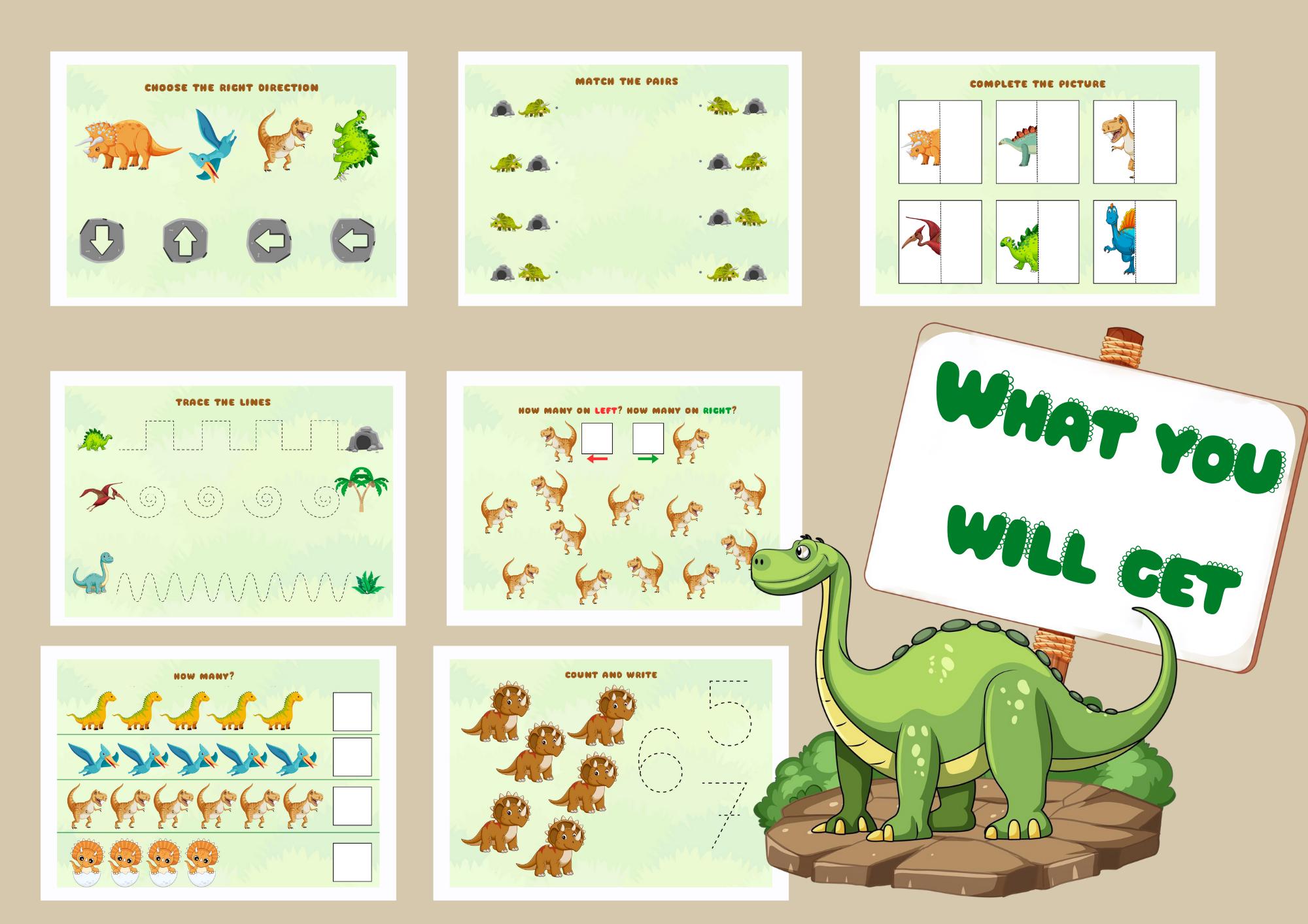 Dinosaur Busy Book Printable PDF | 25 Preschool Activities | Learning ...