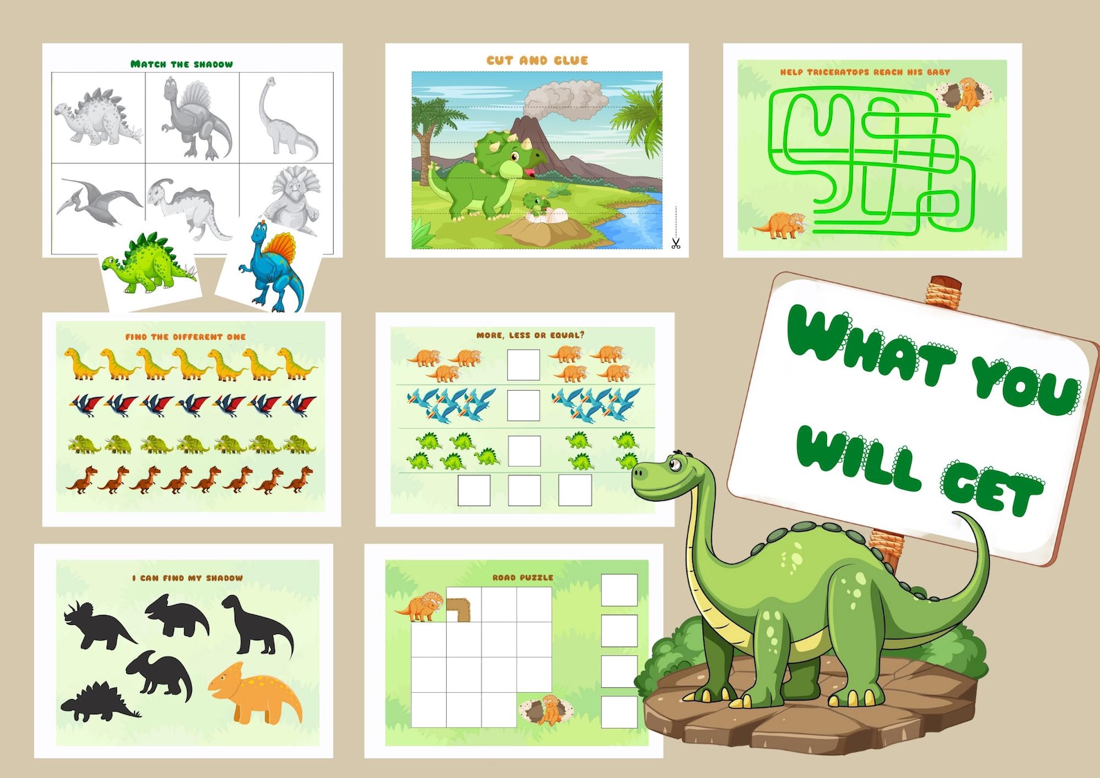 Dinosaur Busy Book Printable PDF | 25 Preschool Activities | Learning ...