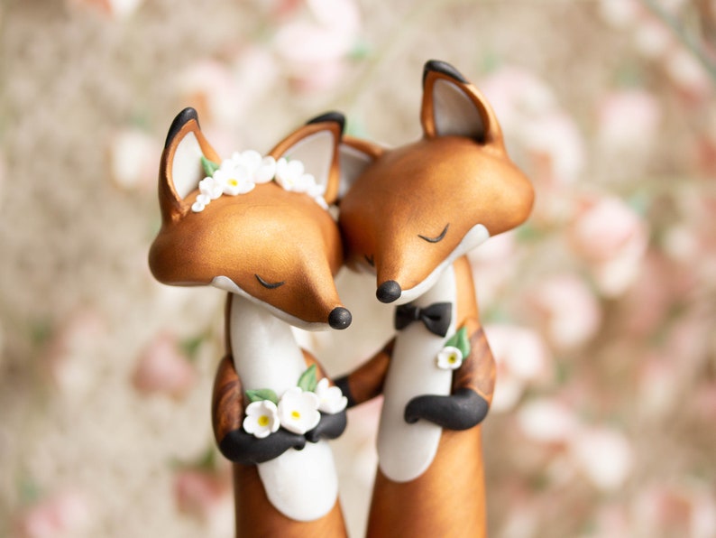 Wishing Foxes Red Fox Wedding Cake Topper Handmade Red Fox | Etsy