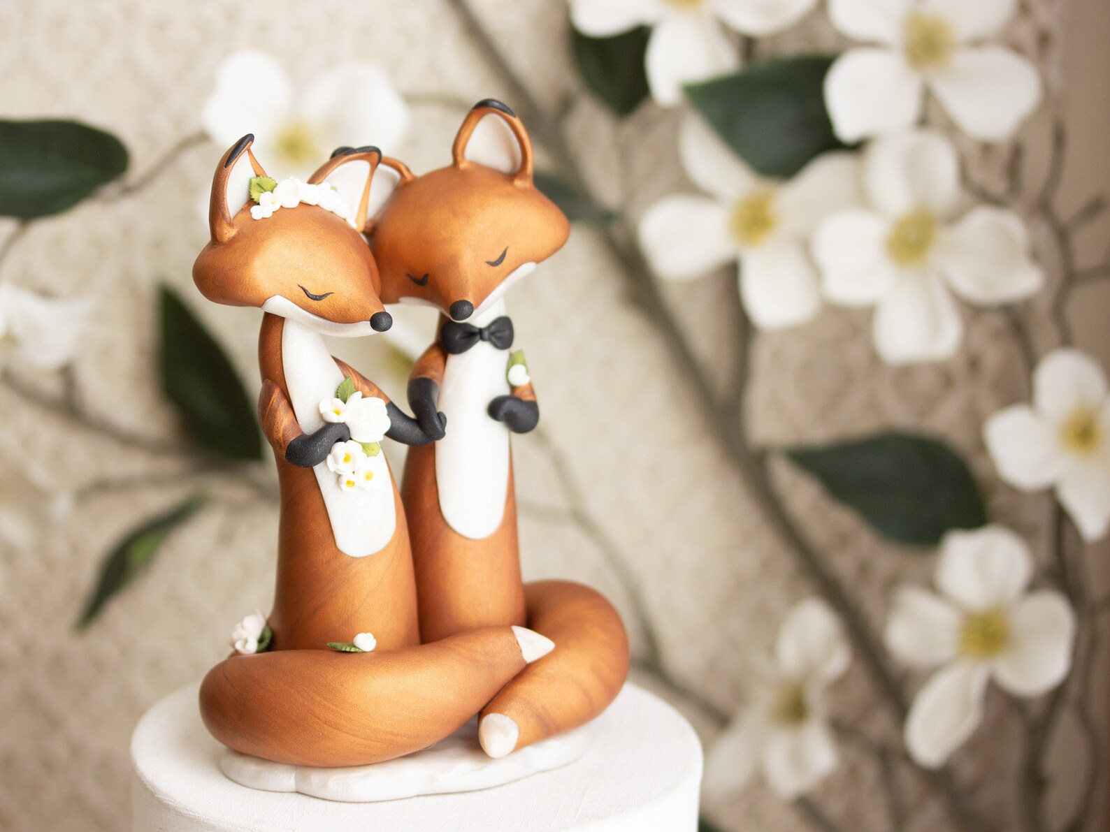 Wishing Foxes Red Fox Wedding Cake Topper Handmade Red Fox - Etsy