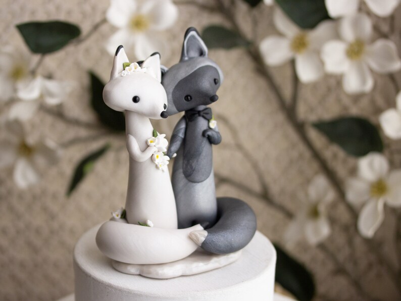 Fox Wedding Cake Topper Silver Fox and Arctic Fox - Etsy