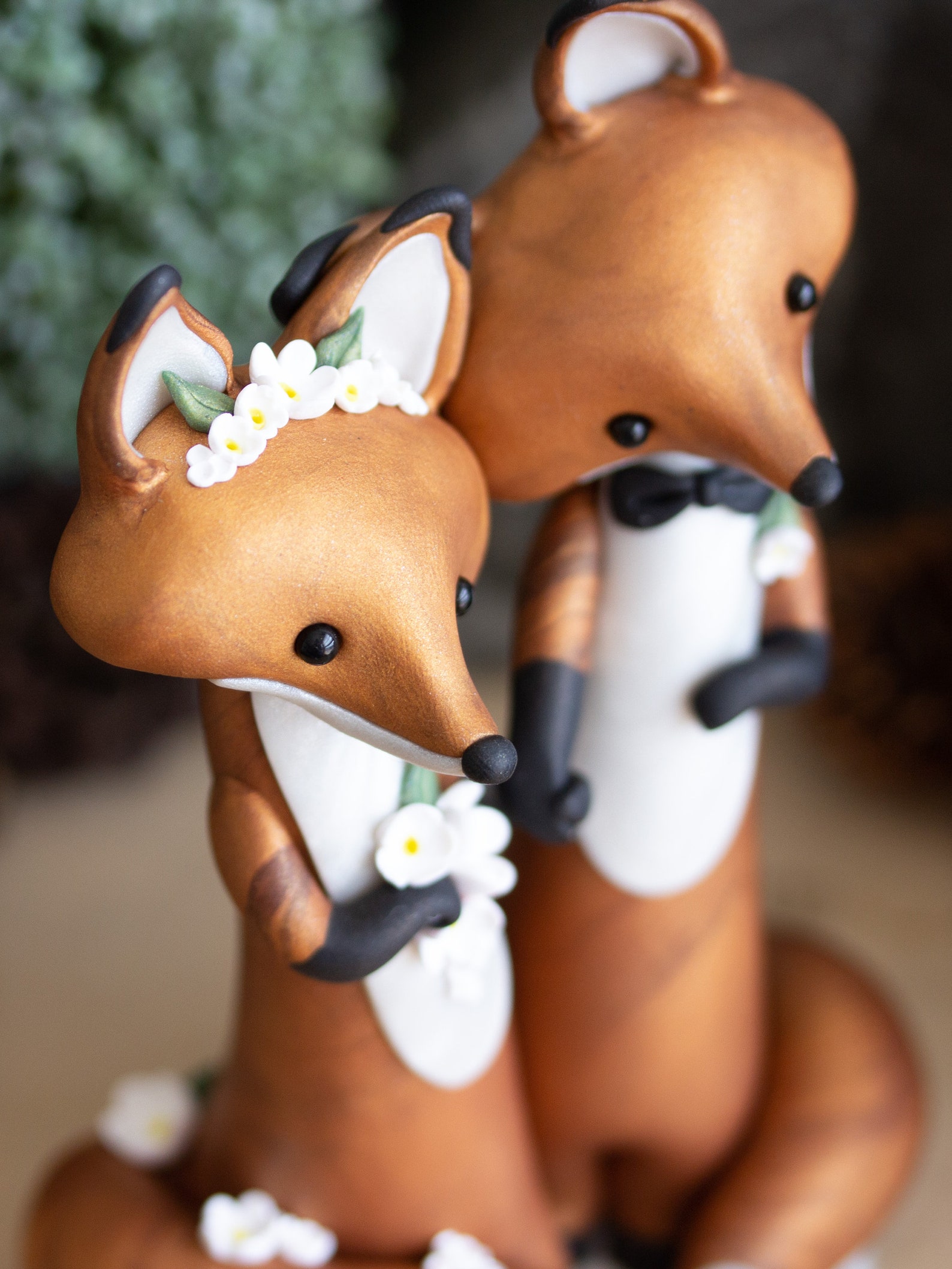 Red Fox Wedding Cake Topper Foxes Holding Hands Fox | Etsy