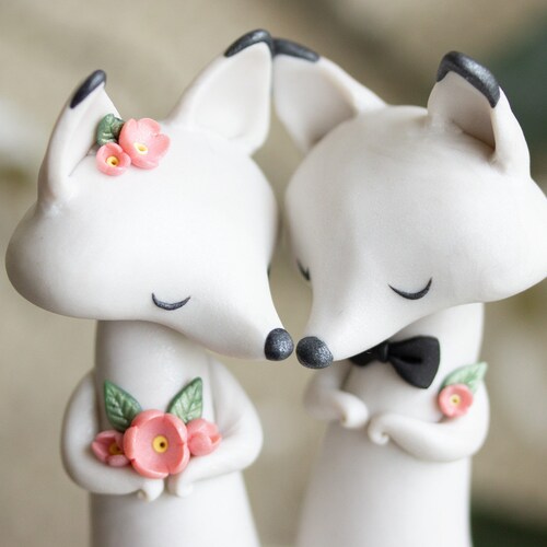 Arctic Fox Wedding Cake Topper Winter Fox Cake Topper and - Etsy