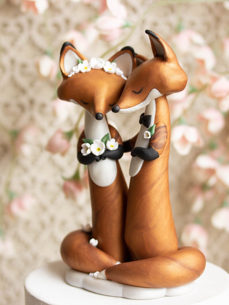 Wishing Foxes Red Fox Wedding Cake Topper Handmade Red Fox | Etsy