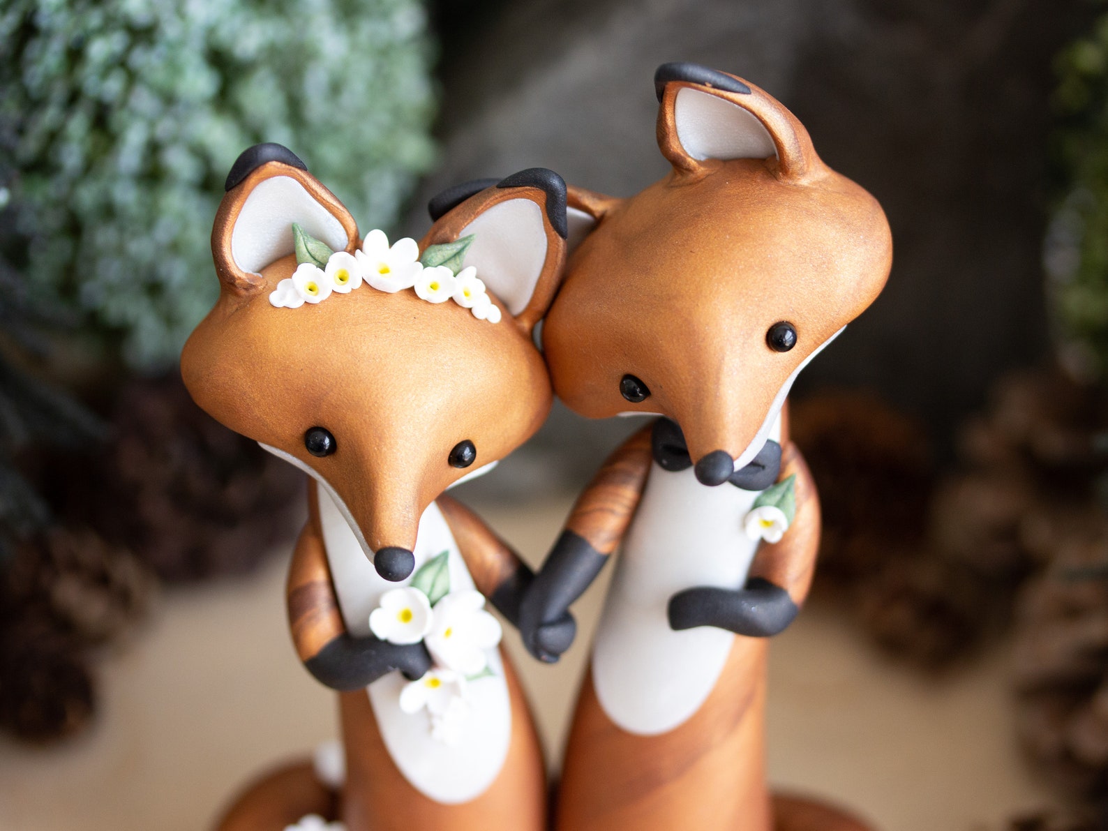 Red Fox Wedding Cake Topper Foxes Holding Hands Fox | Etsy