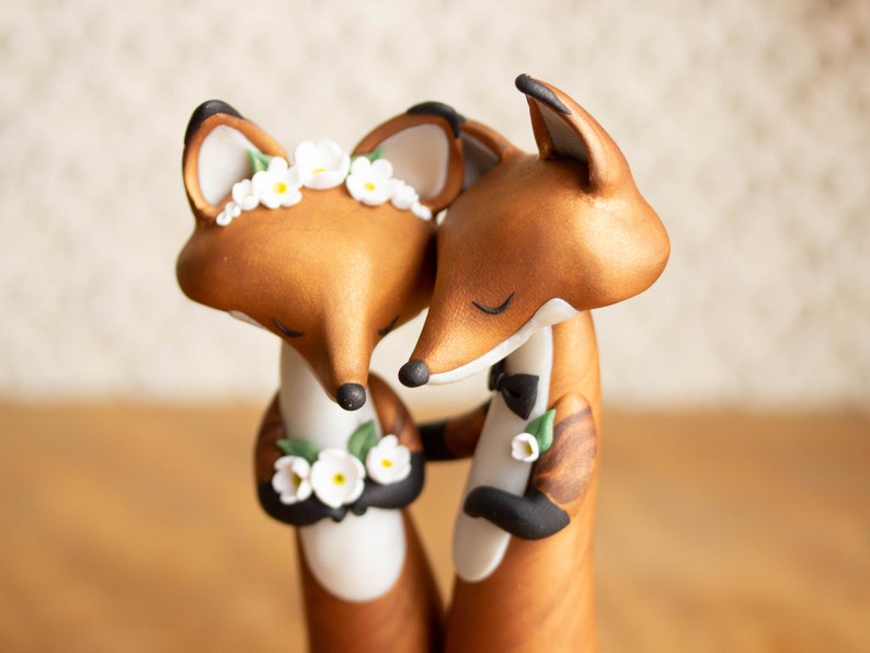 Wishing Foxes Red Fox Wedding Cake Topper Handmade Red Fox | Etsy