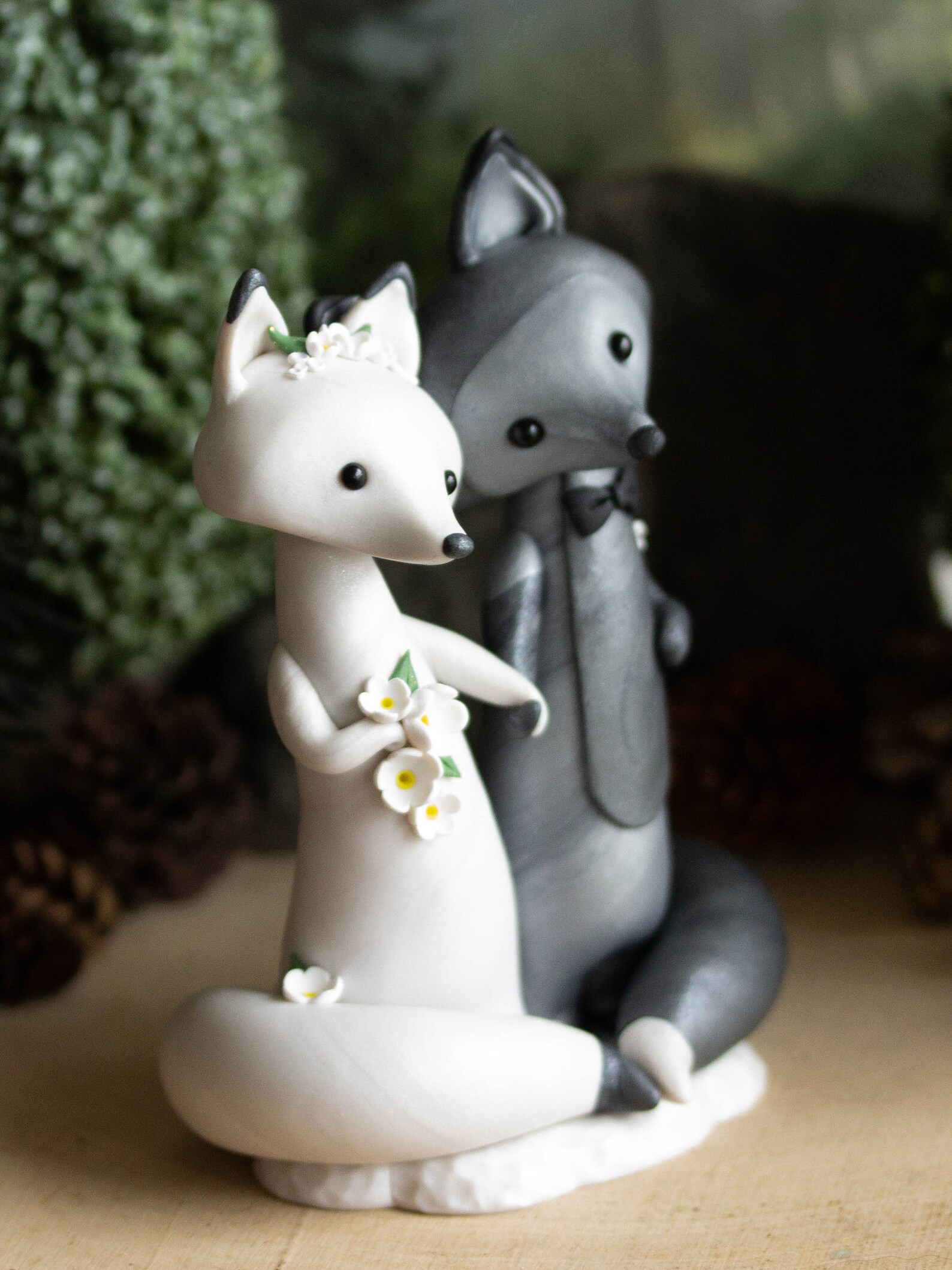 Fox Wedding Cake Topper Silver Fox and Arctic Fox | Etsy