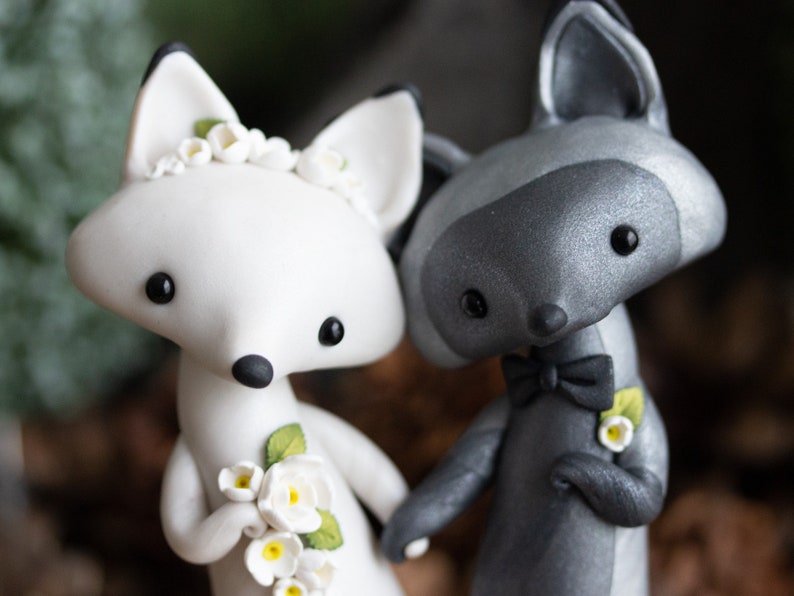 Fox Wedding Cake Topper Silver Fox and Arctic Fox - Etsy
