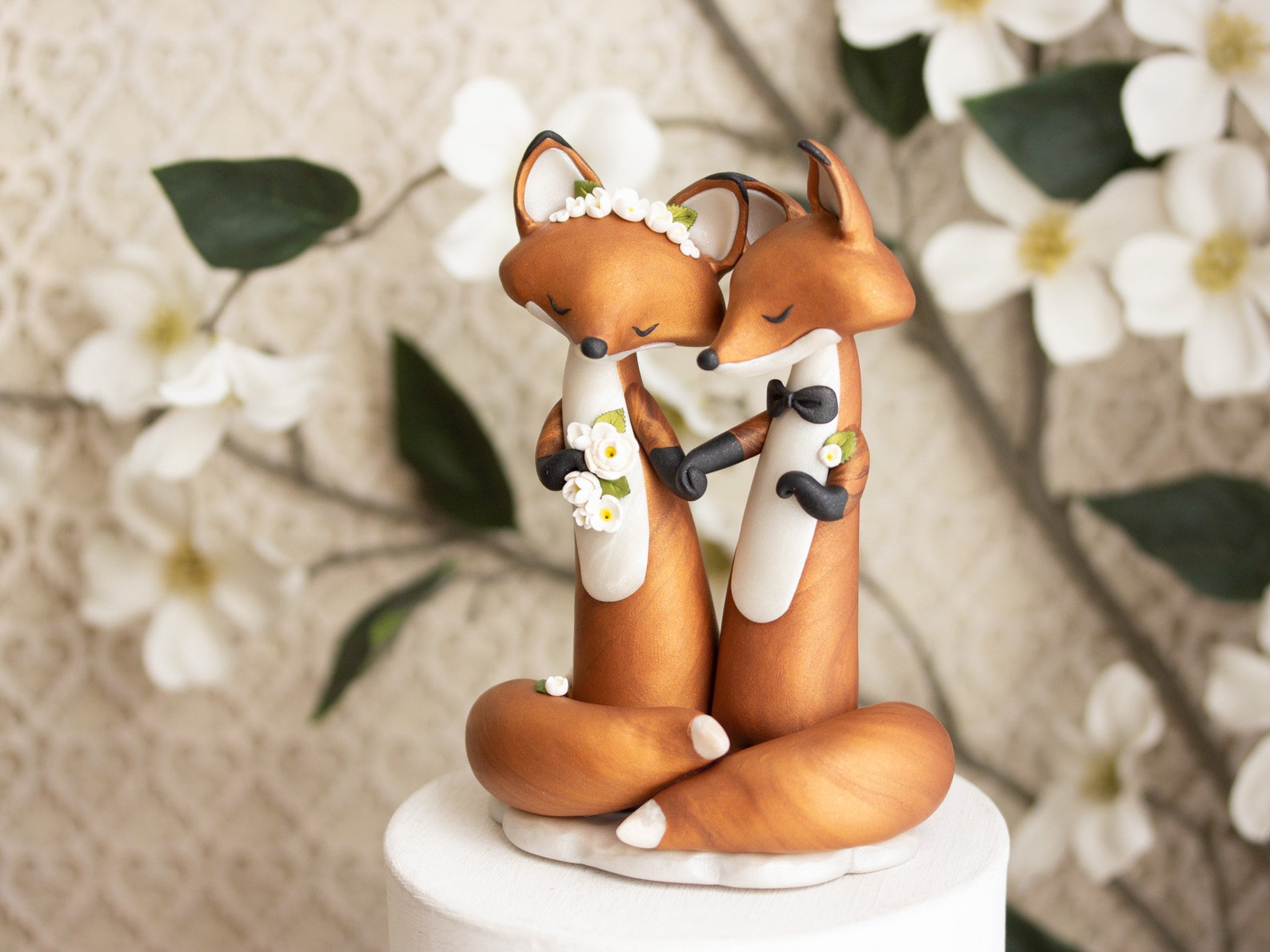 Wishing Foxes Red Fox Wedding Cake Topper Handmade Red Fox - Etsy