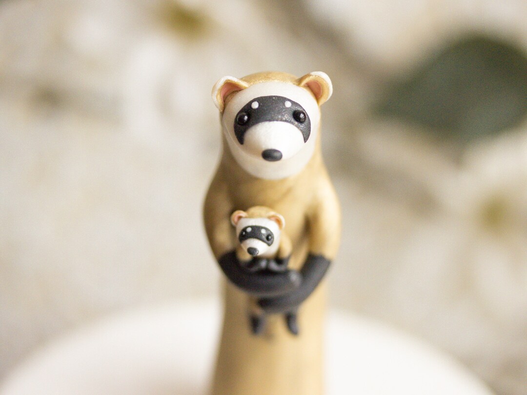 Ferret Mom Figurine - Ferret Carrying a Kit - Black-footed Ferret ...
