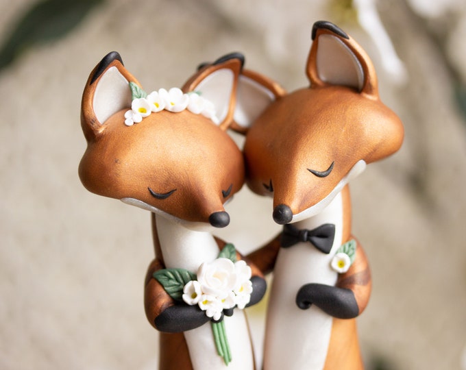 Wishing Foxes Red Fox Wedding Cake Topper Handmade Red Fox | Etsy