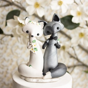Fox Wedding Cake Topper Silver Fox and Arctic Fox - Etsy