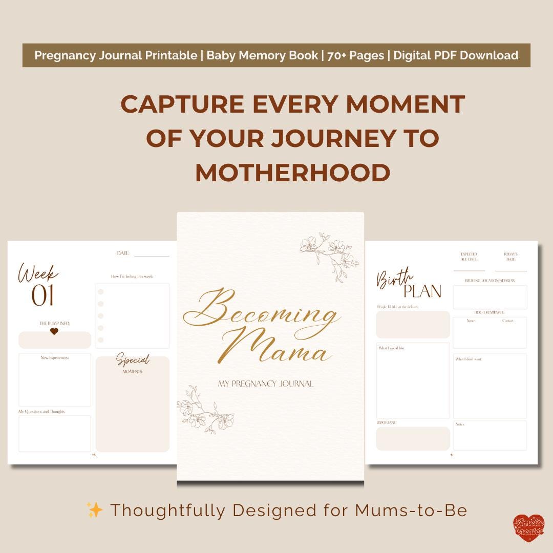 Printable Pregnancy Journal – 70+ Page Digital Planner | Trimester ...