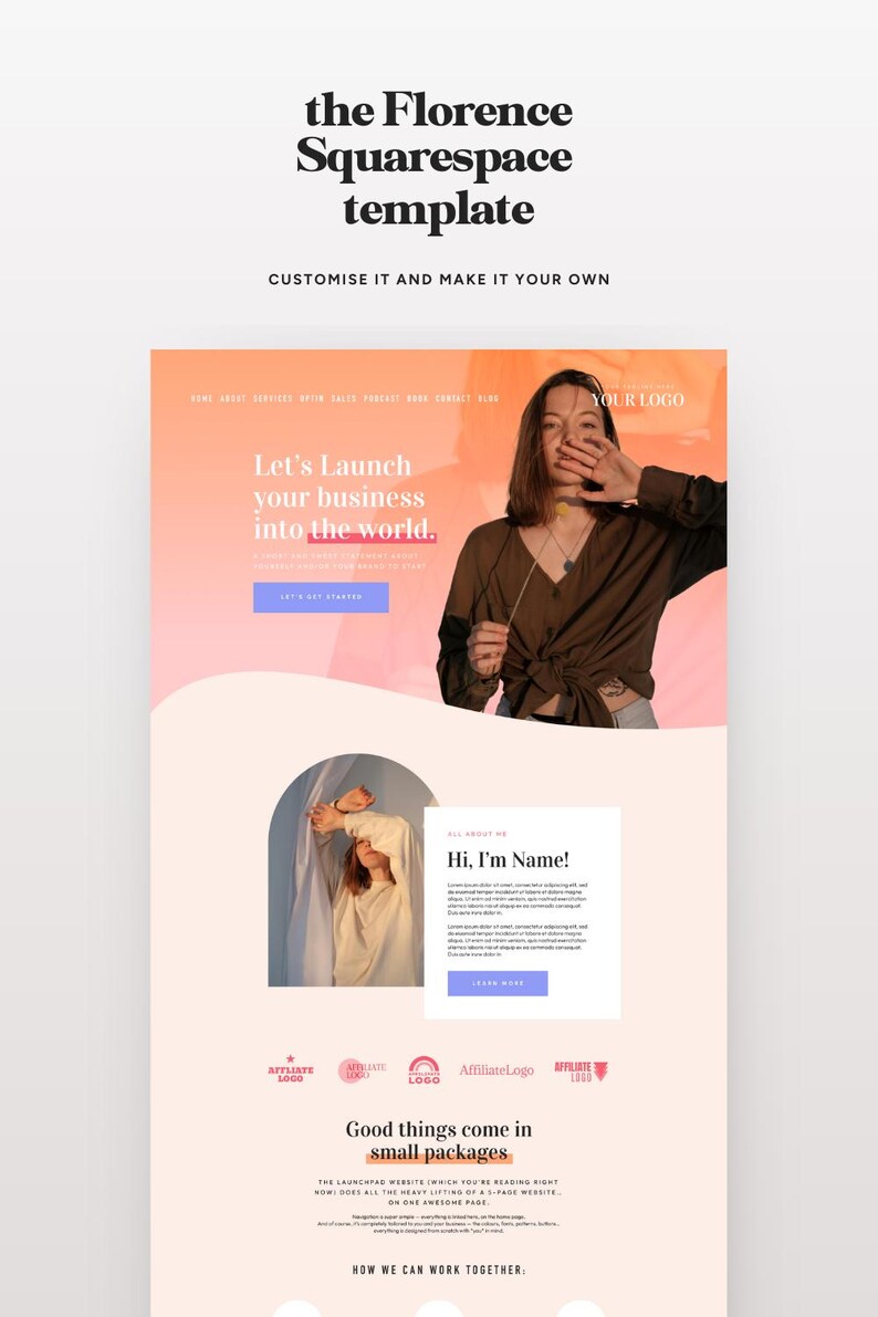 Feminine Squarespace Template + Brand Kit for Coaches, Podcasters ...
