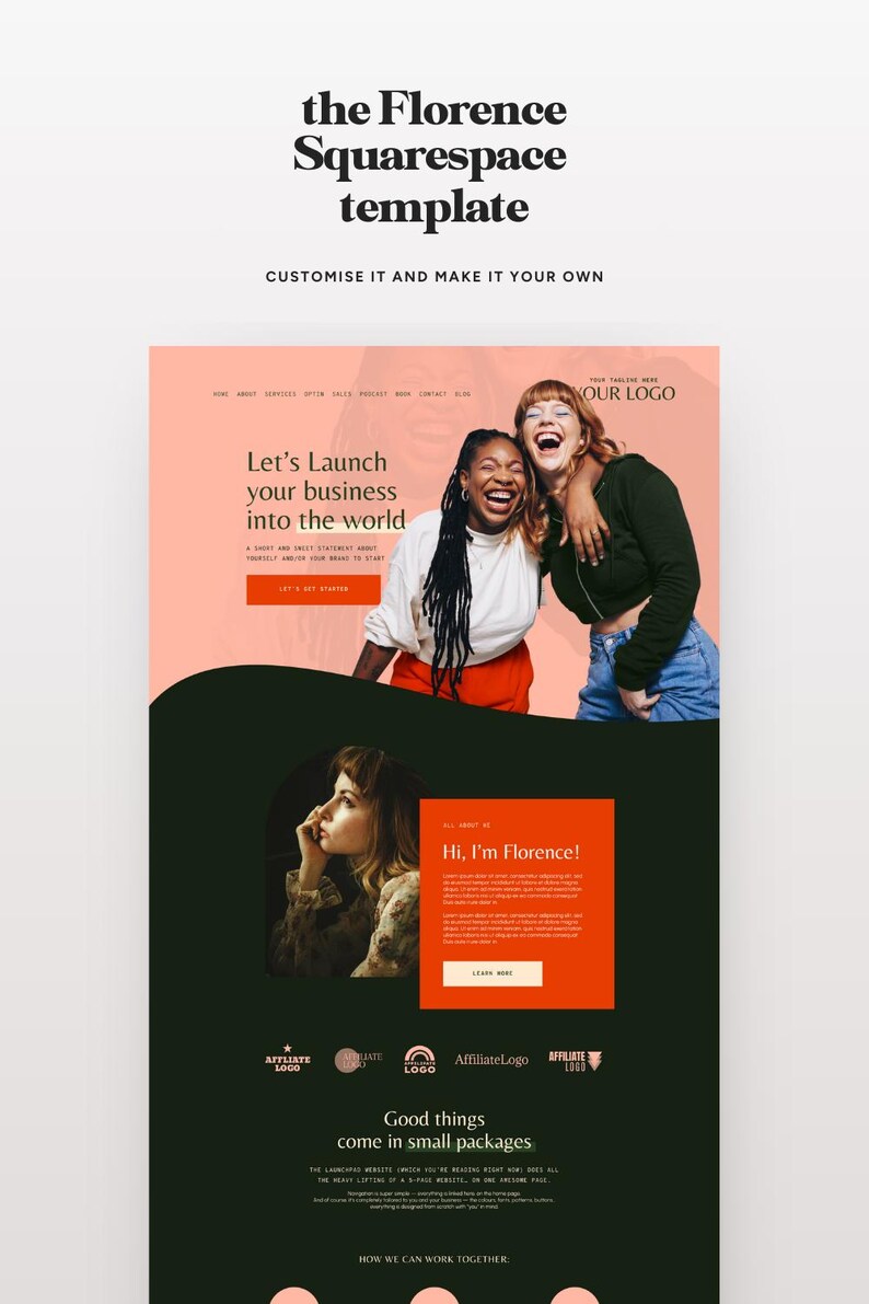 Feminine Squarespace Template + Brand Kit for Coaches, Podcasters ...