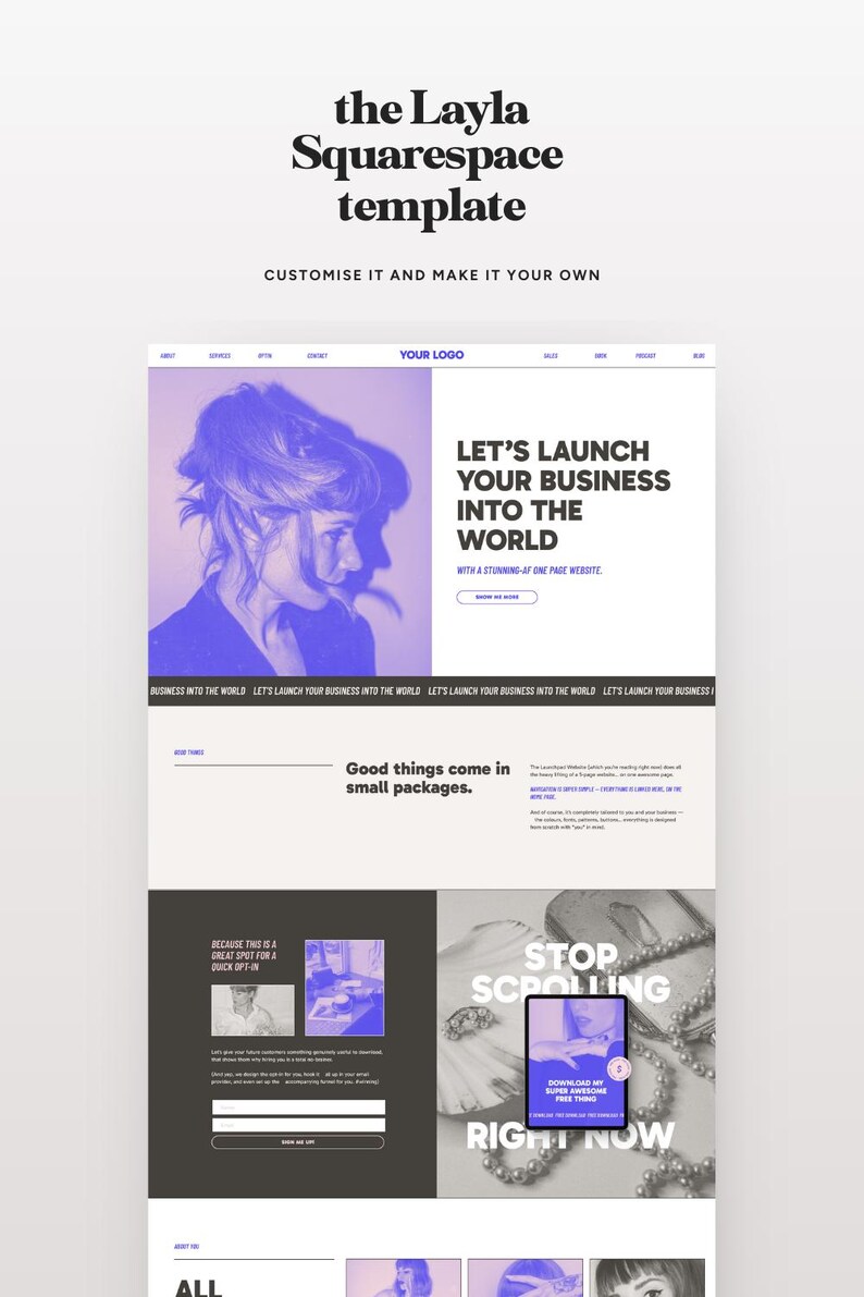 A Bold, Edgy Squarespace Template + Brand Kit for Coaches, Service ...