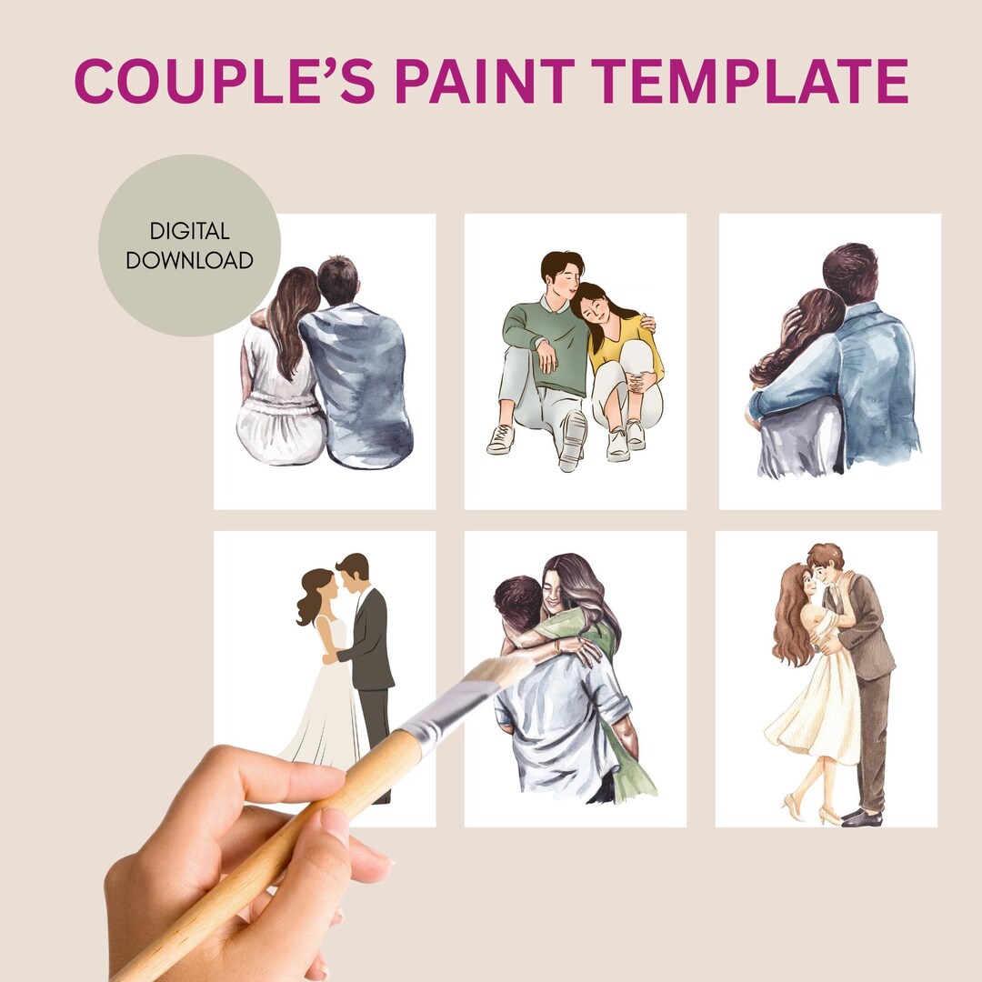 Couple Paint Template – Printable Couples Painting, Romantic Paint ...