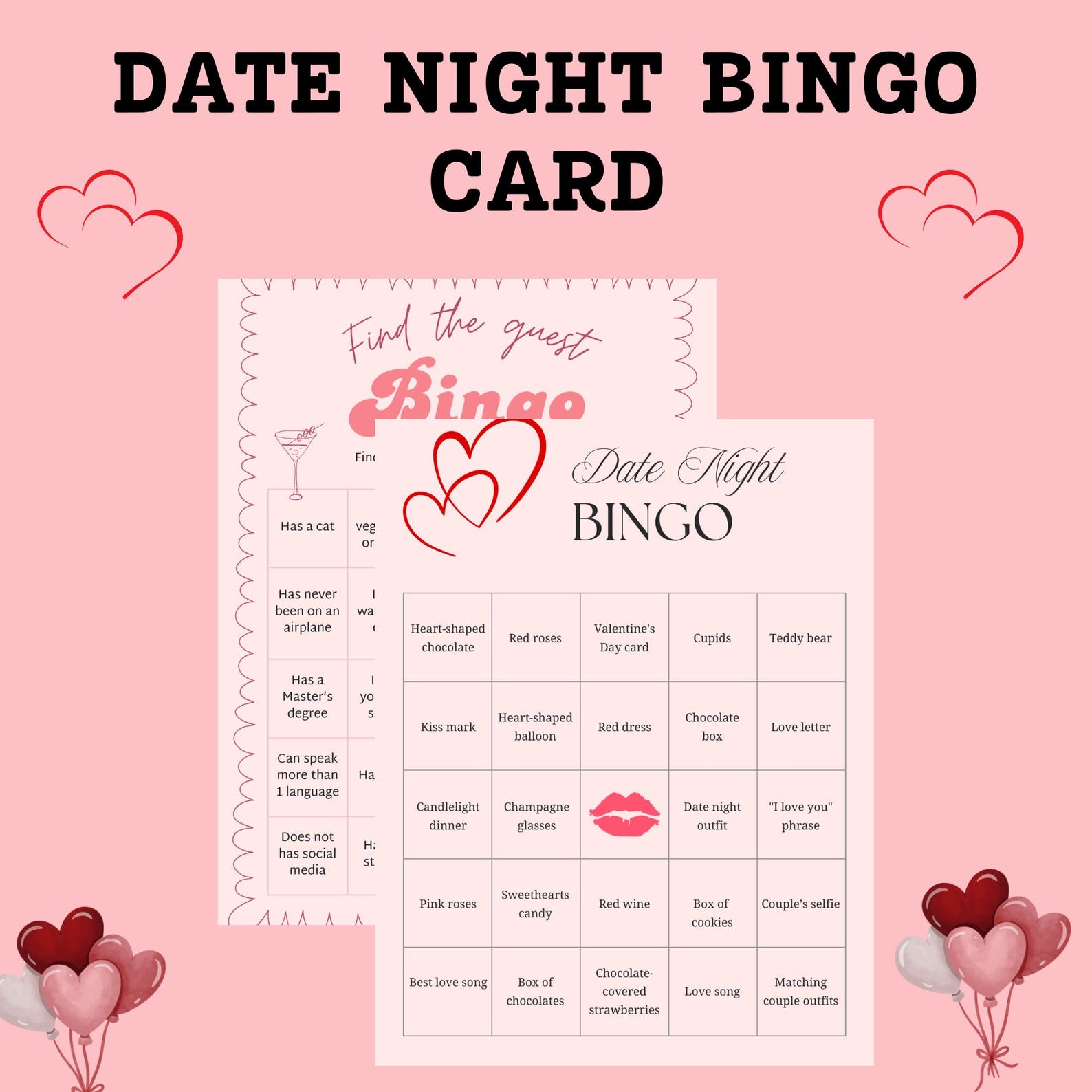 Editable Date Night Bingo Game, Fun Couples Card (printable) - Etsy