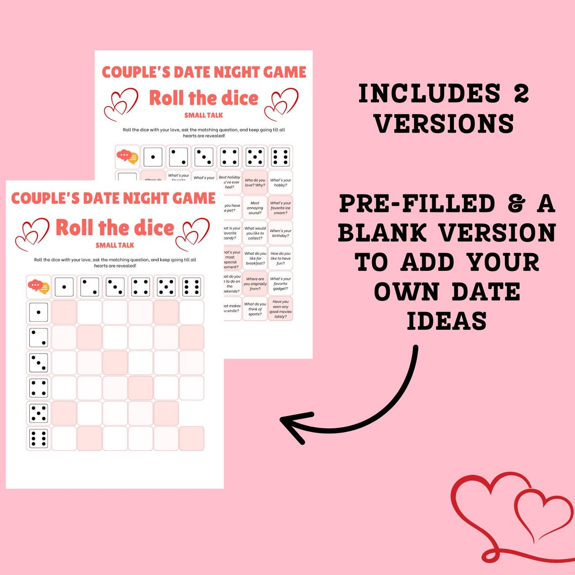 Roll the Dice Game Sheet – Fun Interactive Printable Game for Adults ...