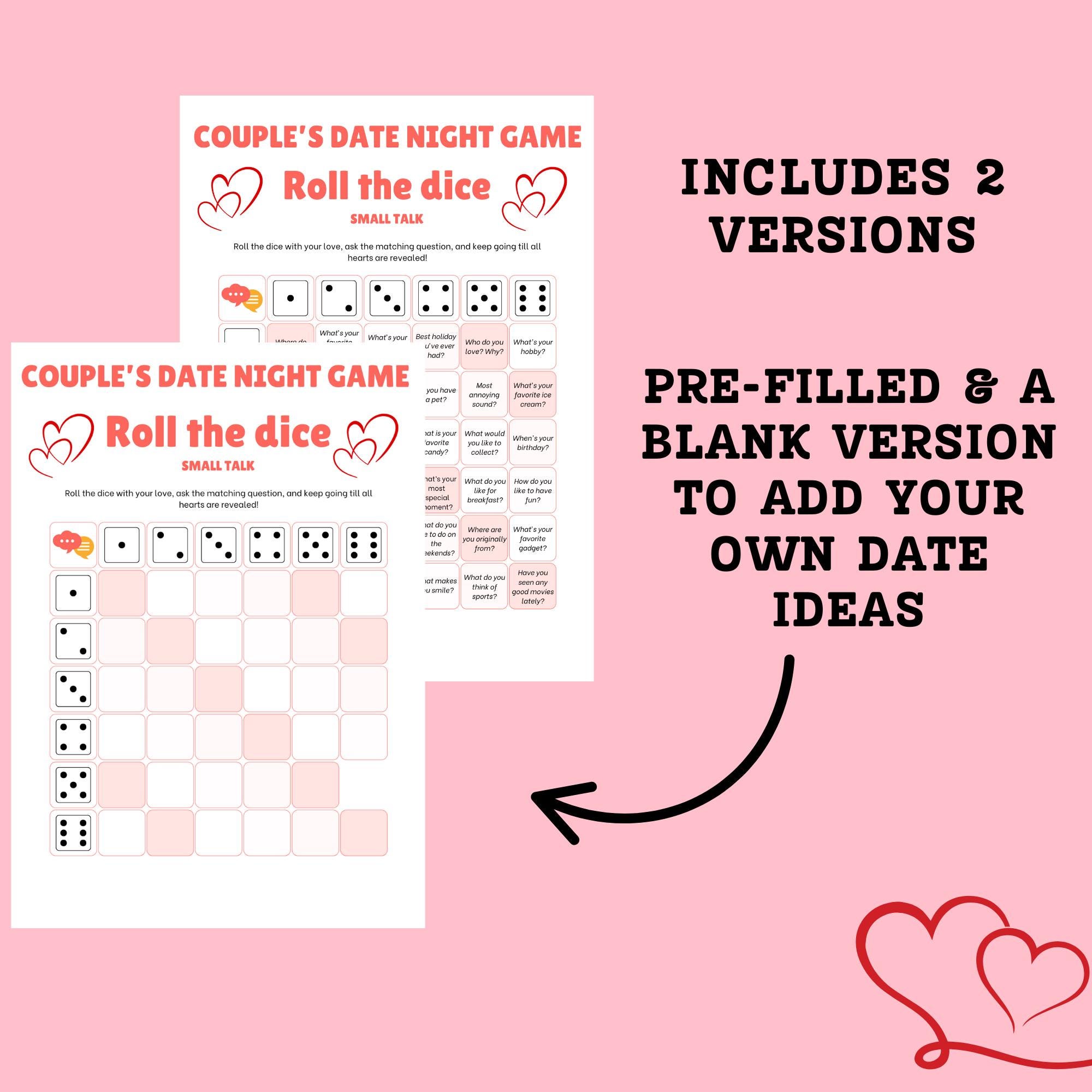Roll the Dice Game Sheet – Fun Interactive Printable Game for Adults ...