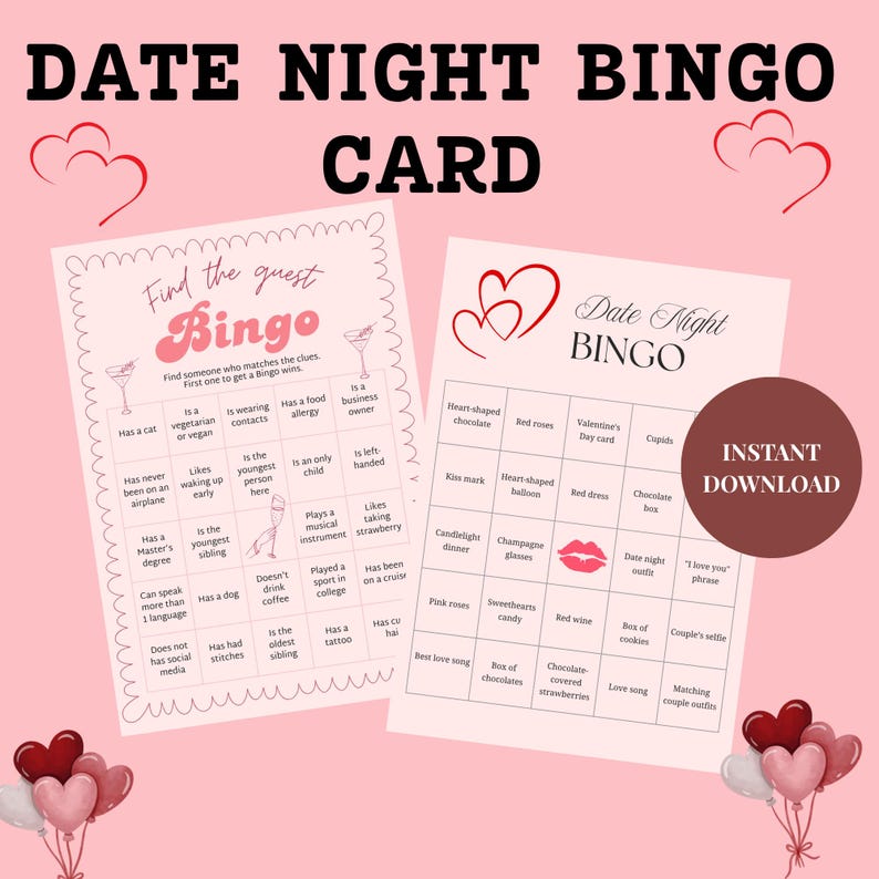 Editable Date Night Bingo Game, Fun Couples Card (printable) - Etsy