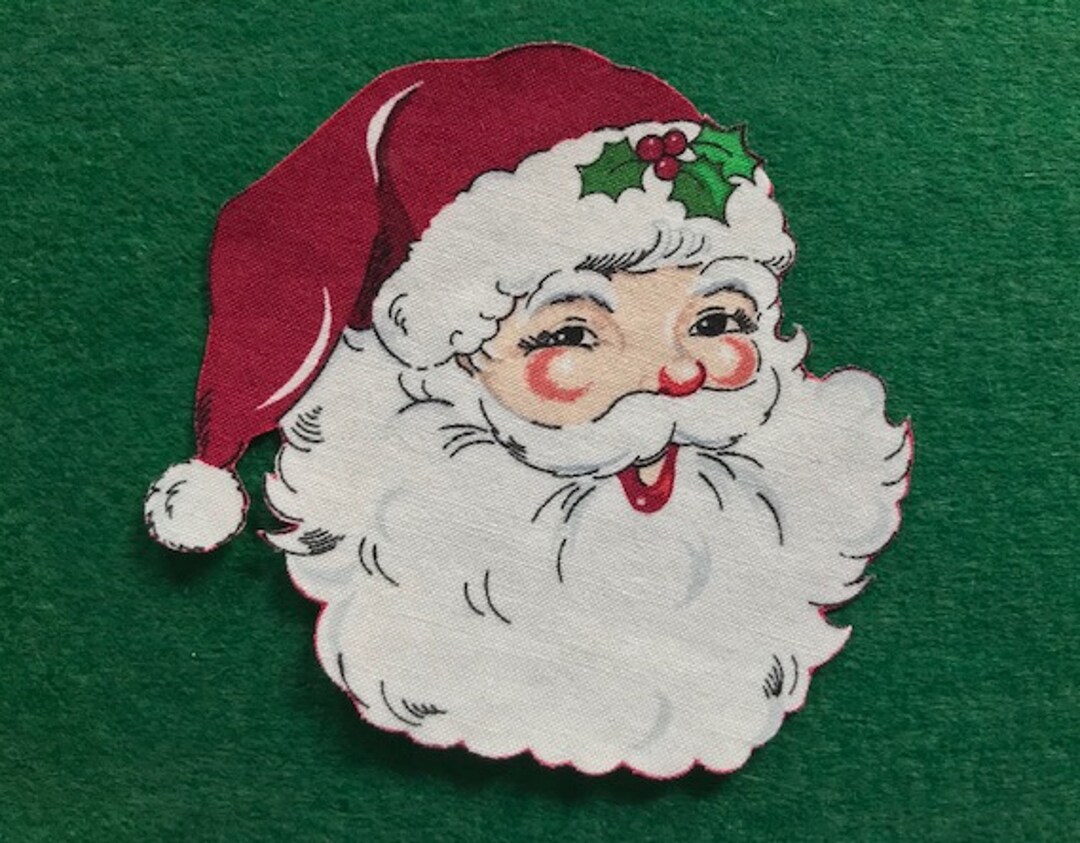 PRICE Drop*two Iron on SANTA Head Appliques*handmade/184 - Etsy