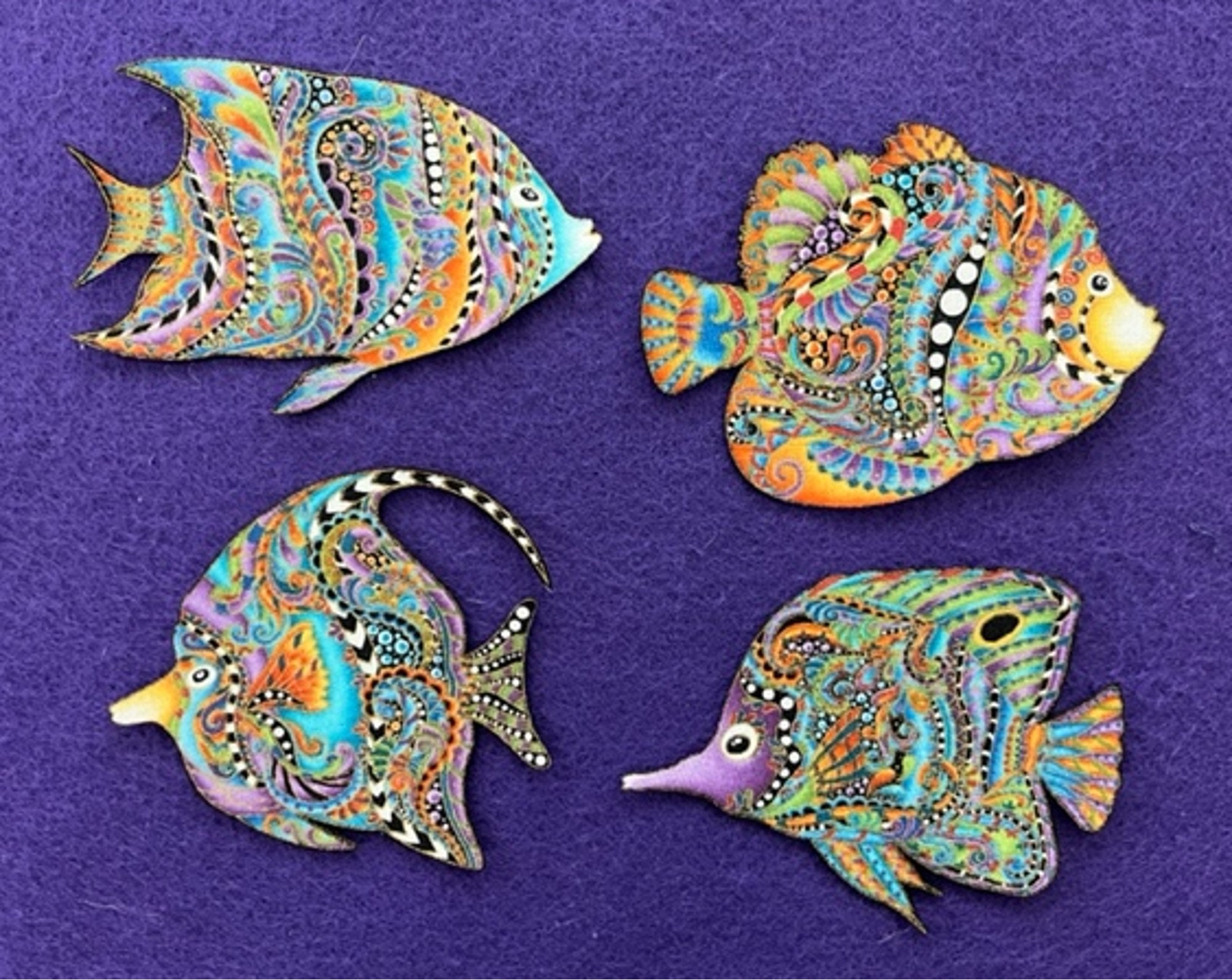 Set of Four Iron on Fish Appliqueshandmadeann Lauer Designer - Etsy