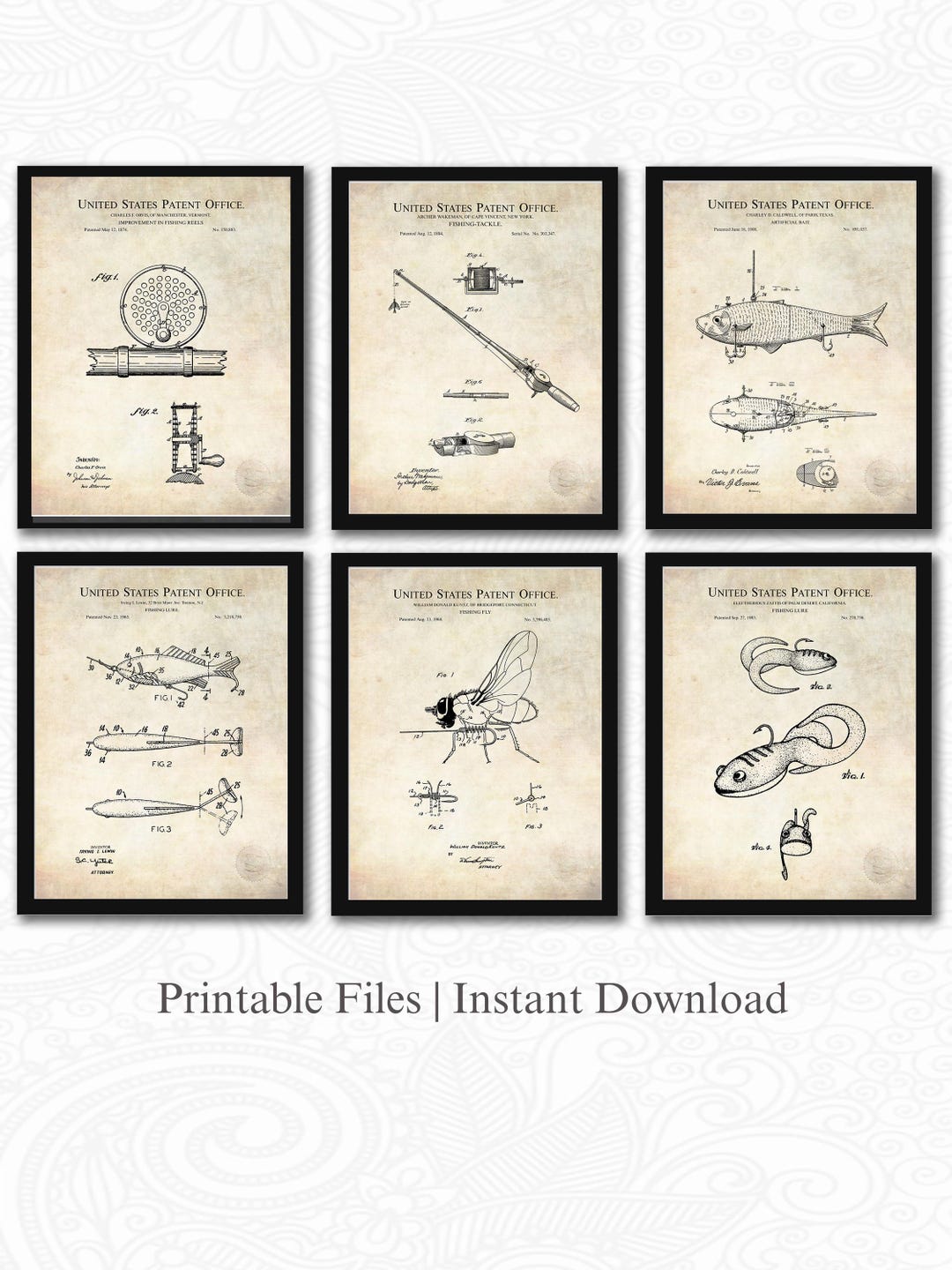 Vintage Fishing Patent Collection | 6 JPG Downloads | Antique Angler ...