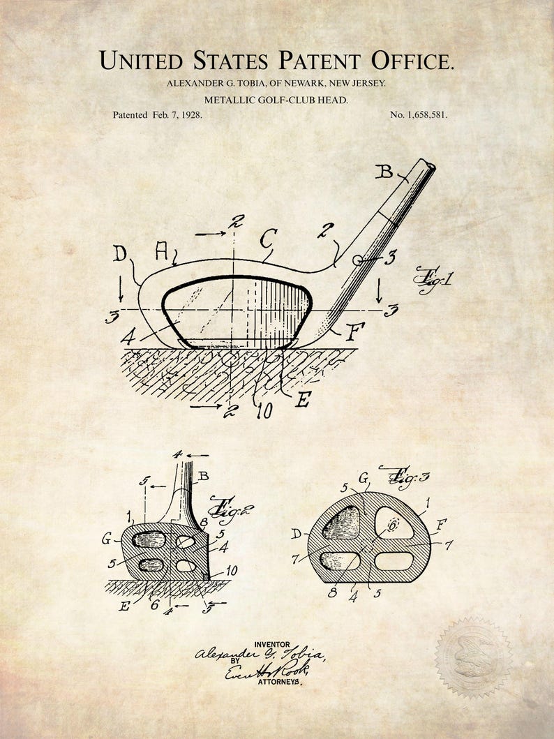 Vintage Golf Patent Collection | 6 JPG Downloads | Antique Golf Art ...