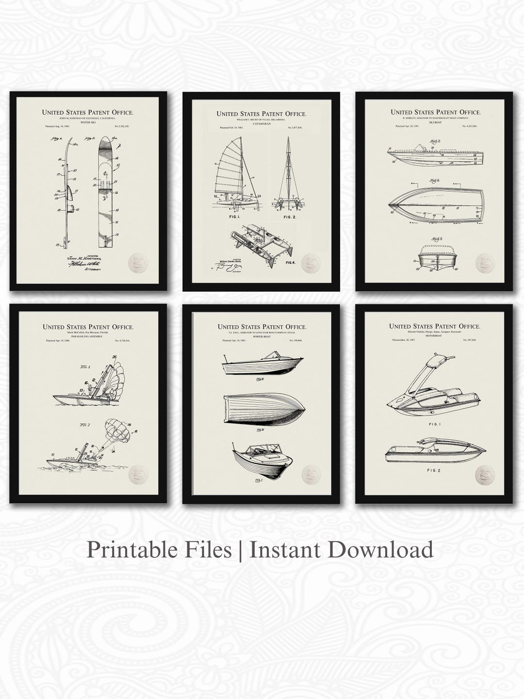 Watersport Collection | Set of 6 Digital Downloads | Linen Background ...