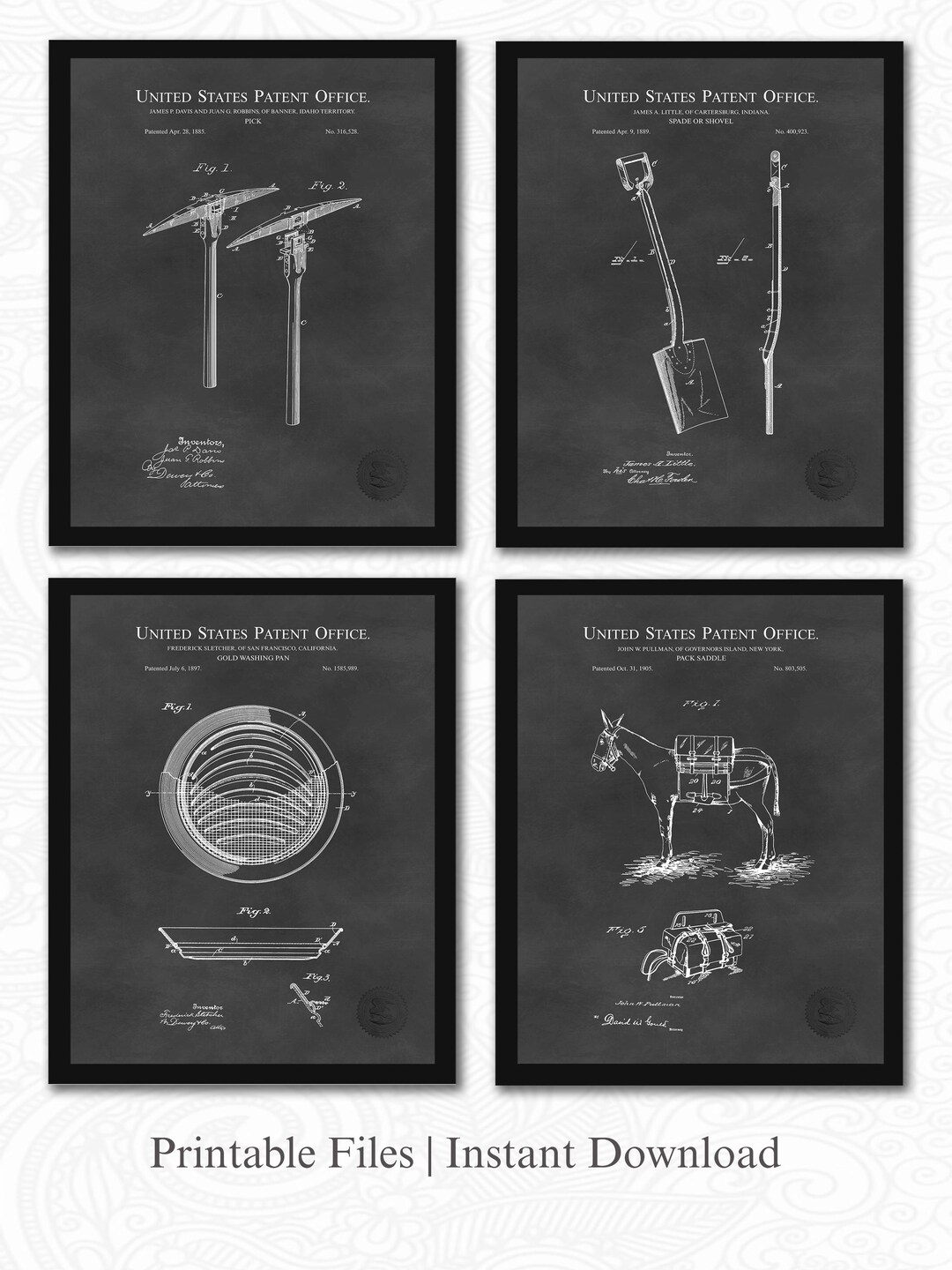 Gold Prospecting Collection | 4 JPG Patent Downloads | Rustic Mining ...