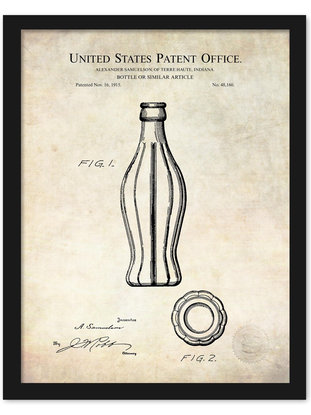 1915 Coca-cola Bottle Patent | JPG Download | Antique Background | Soda ...